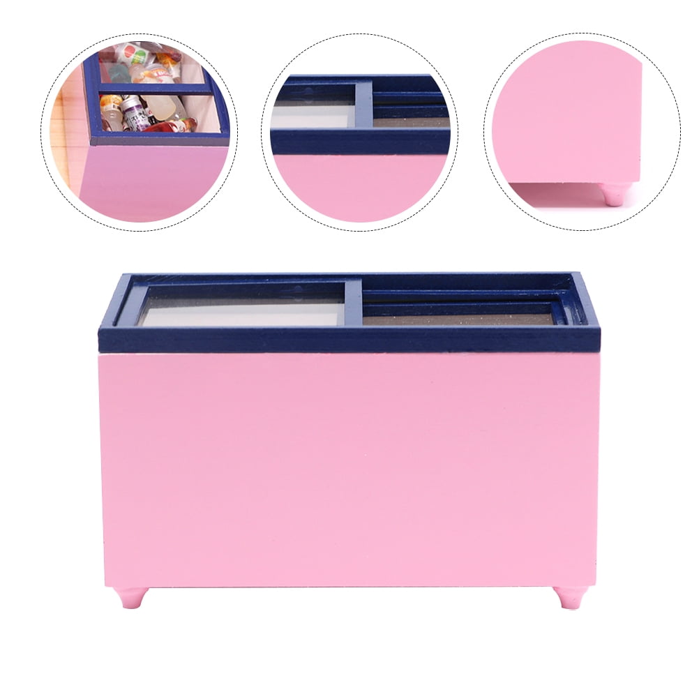 Worgeous Mini Freezer 1Pcs in Pink for Dollhouse Mini Toy Fridge with ...