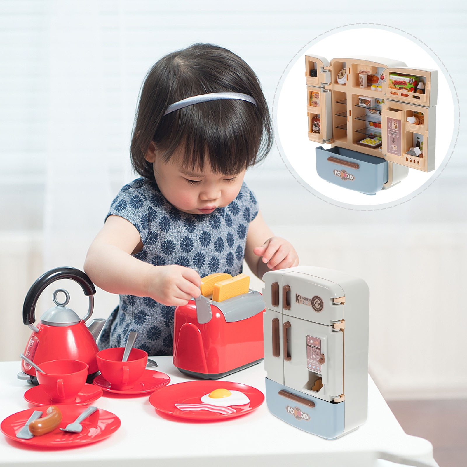 Worgeous Mini Toy Fridge and Food Set for Playing Made of Plastic Fits ...