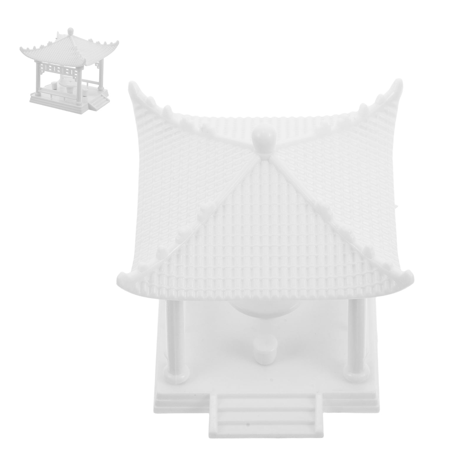 Worgeous Mini White Pavilion Model Pagoda Statue Bonsai Figurines Mini ...