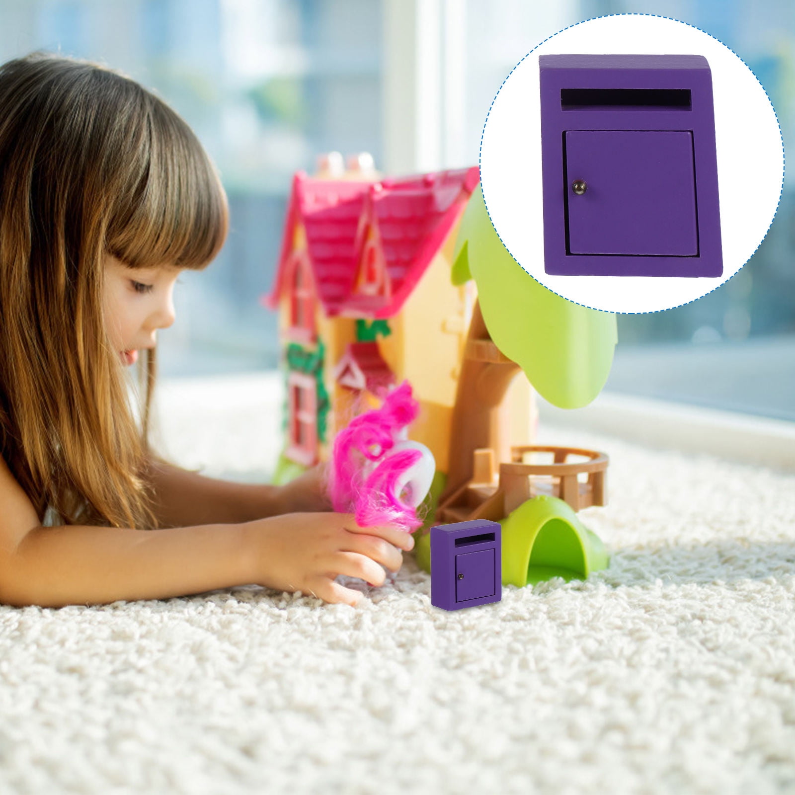 Worgeous Miniature Mailbox Retro Toys Doll Furniture Tiny Child Purple ...