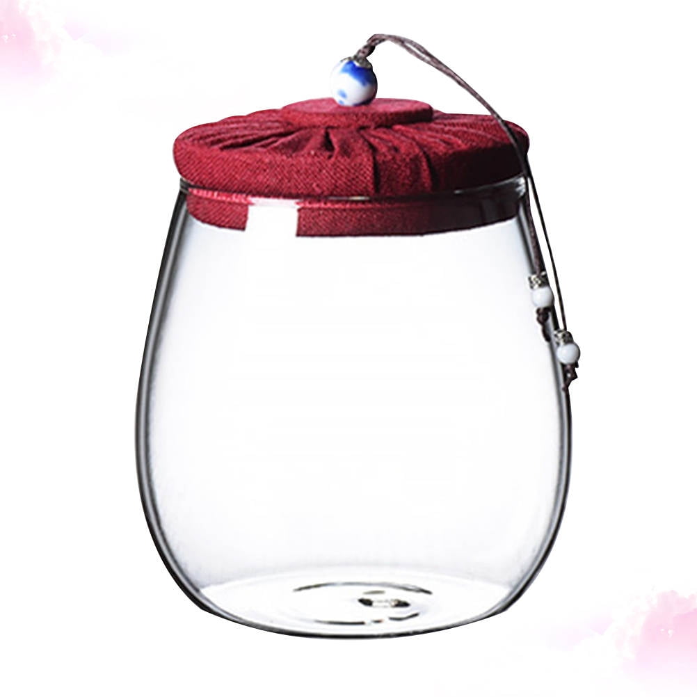 Worgeous MultiColored Glass Storage Jars with Cloth Cover for Food ...