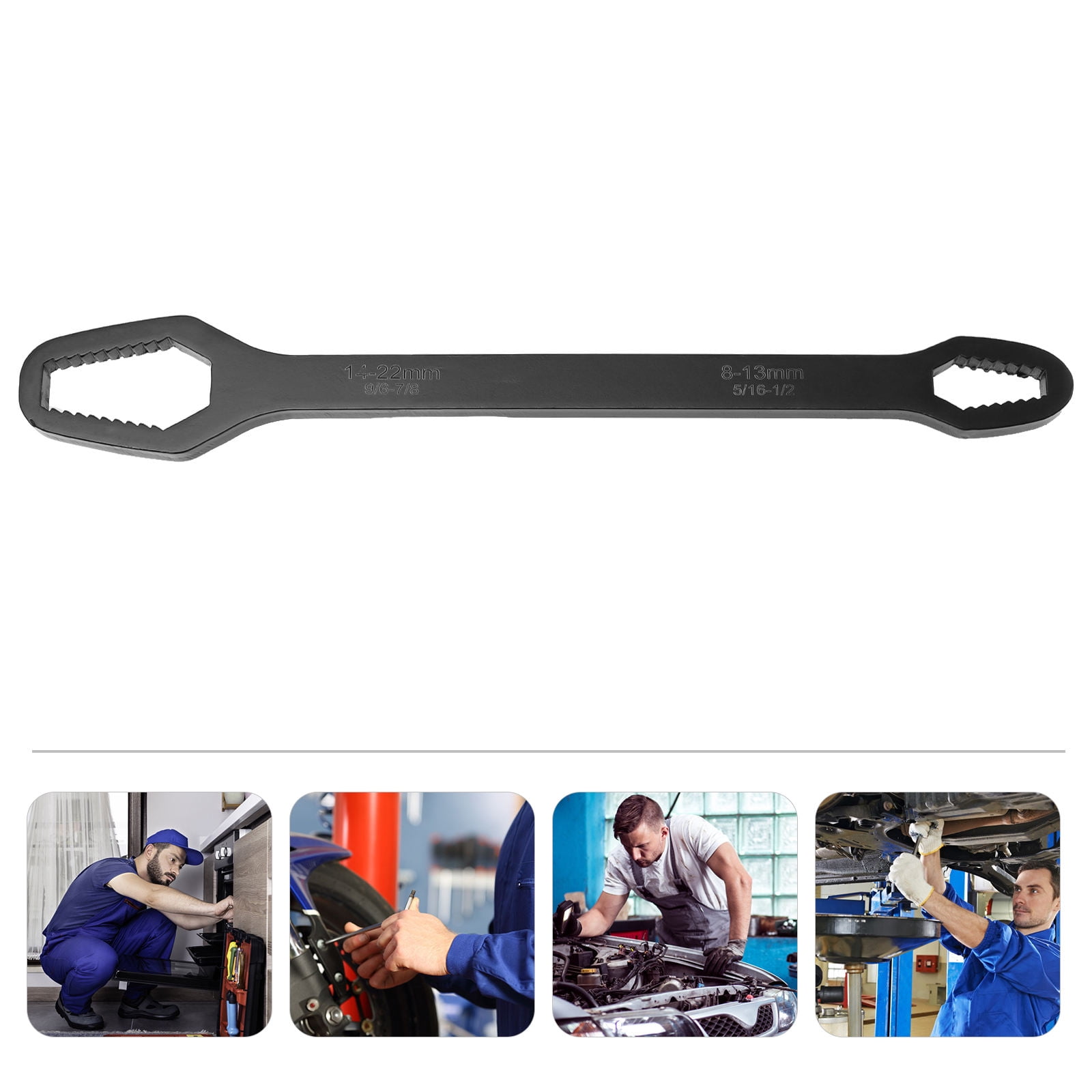 Worgeous Multipurpose Self-Tightening Wrench Steel Double End Spanner Black - Walmart.com