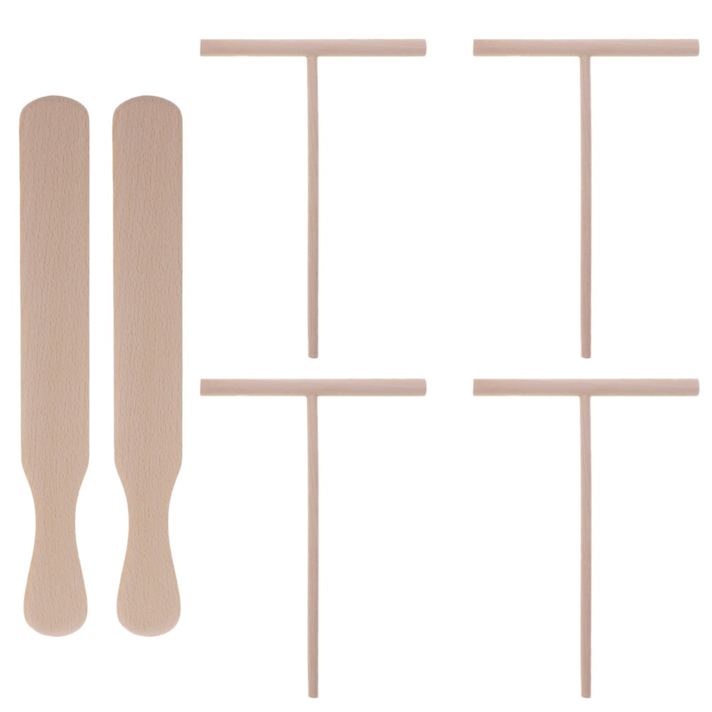 Worgeous Pancake Spreader and Spatula Set 2 Wood Spatulas 4 T Shaped ...