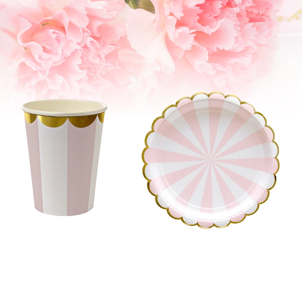 COSMOBETTY Luxury Paper Party Plates Dinner Plates Cups Set Pink For ...