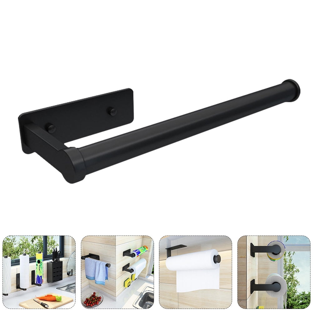 Worgeous Paper Towel Rack Plastic Wrap Black Counter Holder Industrial ...