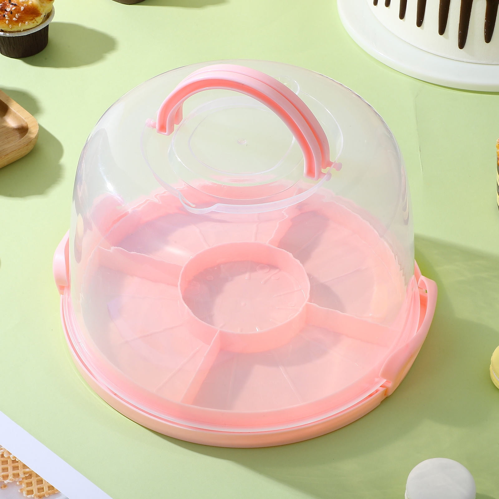 Masteelf Pink Cake Carrier with Lid and Handle for Safe Storage of ...