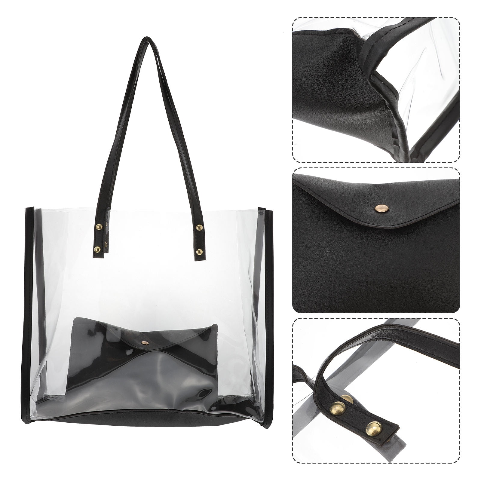 Pink Crystal Clear PVC Handbag for Storage Use Travel Bags Beach Tote ...