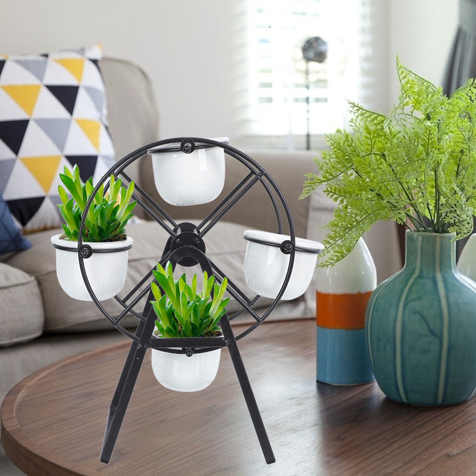 FONDOTIN Decorative Flowerpot Rack Ferris Wheel Shaped Flower Pots 1 ...