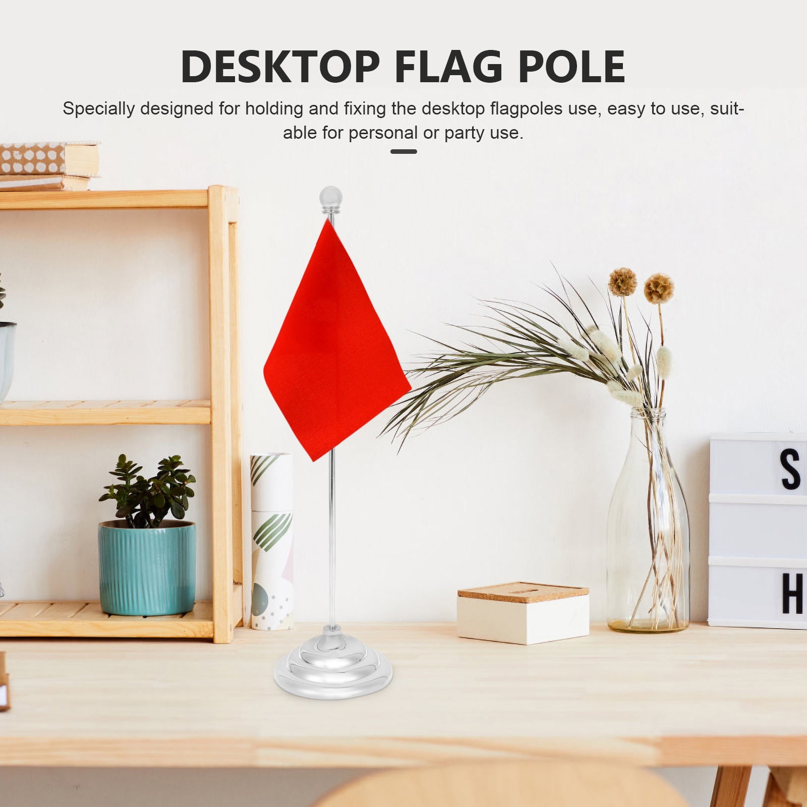 Worgeous Pole Heavy Duty Flag Poles Flagpole Office Desk Decor Silver ...