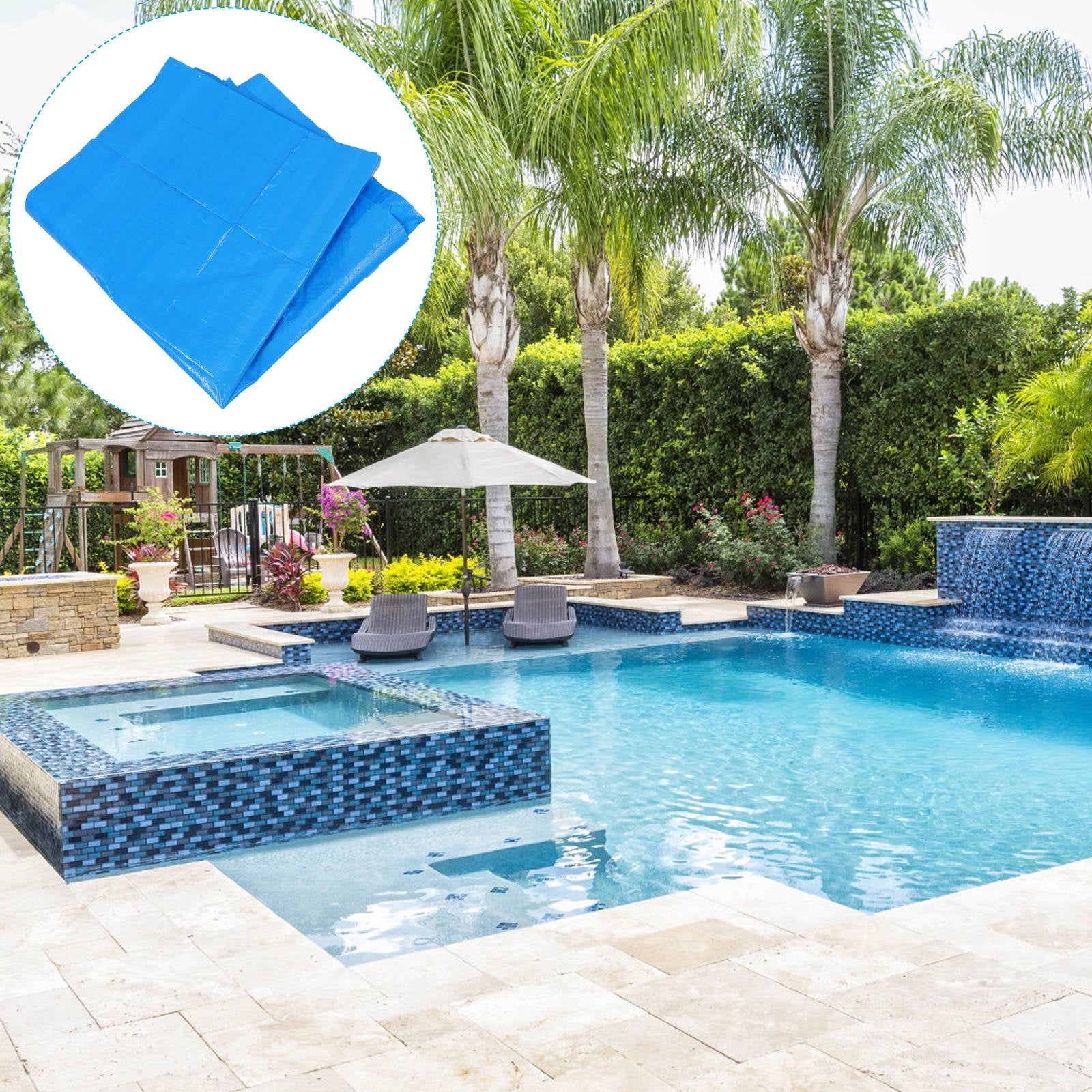 Worgeous Pool Cover Polyethylene 1Set Outdoor Swimming Pool 107.68X107 ...