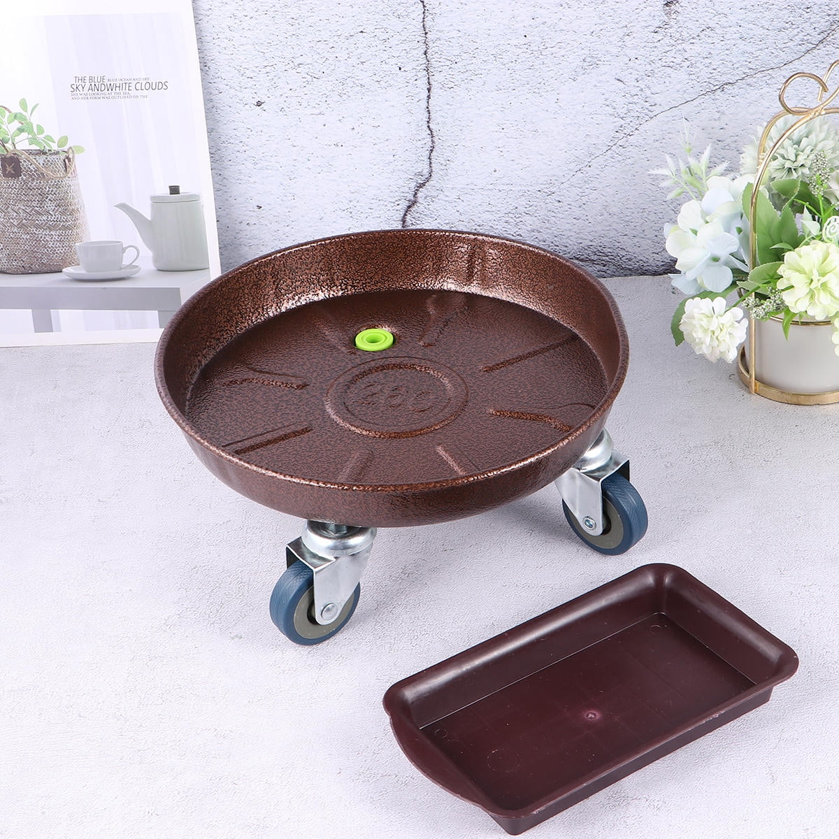 Worgeous 金属花盆托盘 Pot Stand with Wheels Plant Heavy Wheeled Indoor Pots ...
