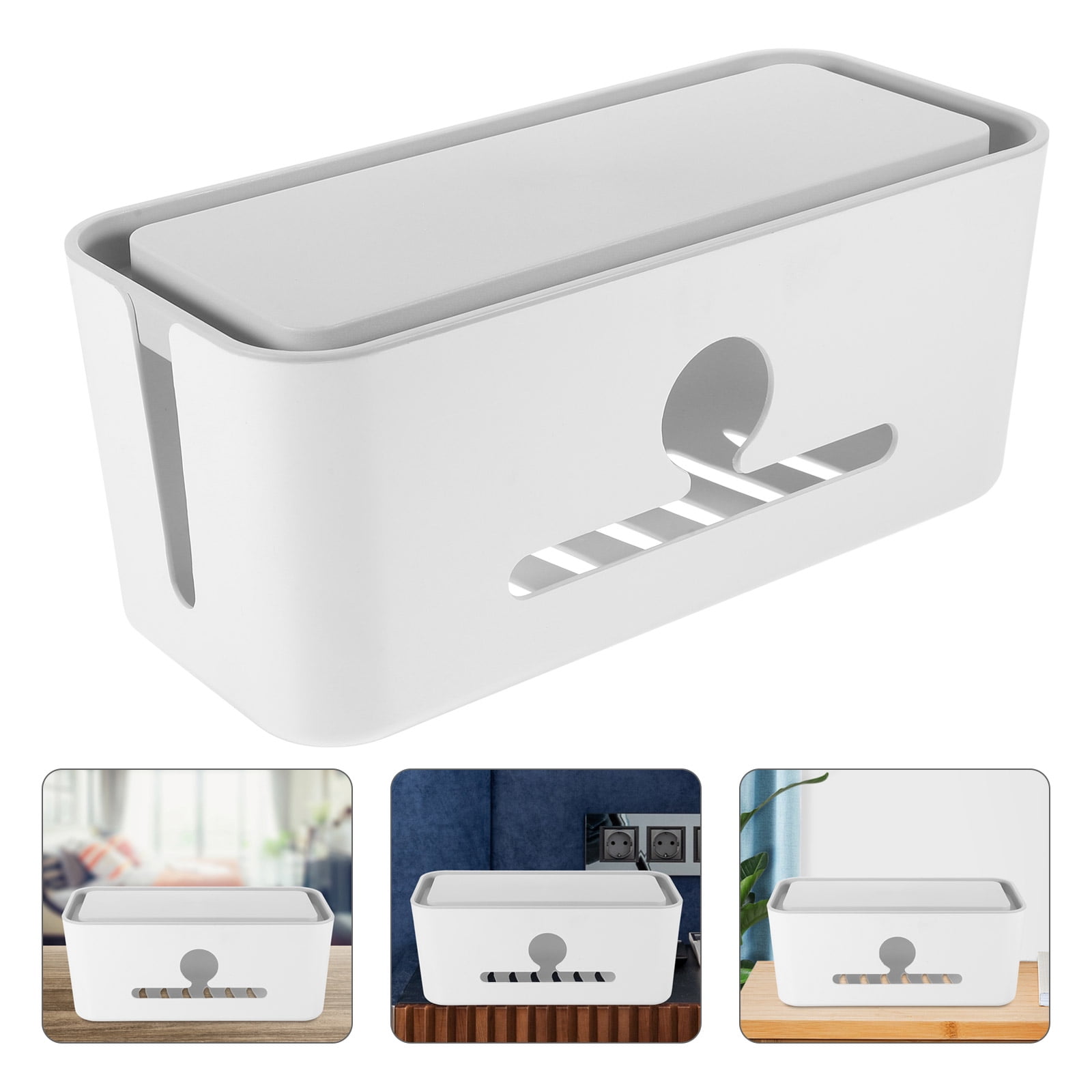 Worgeous Power Cord Storage Box Organiser Cable Organizer Cables White ...