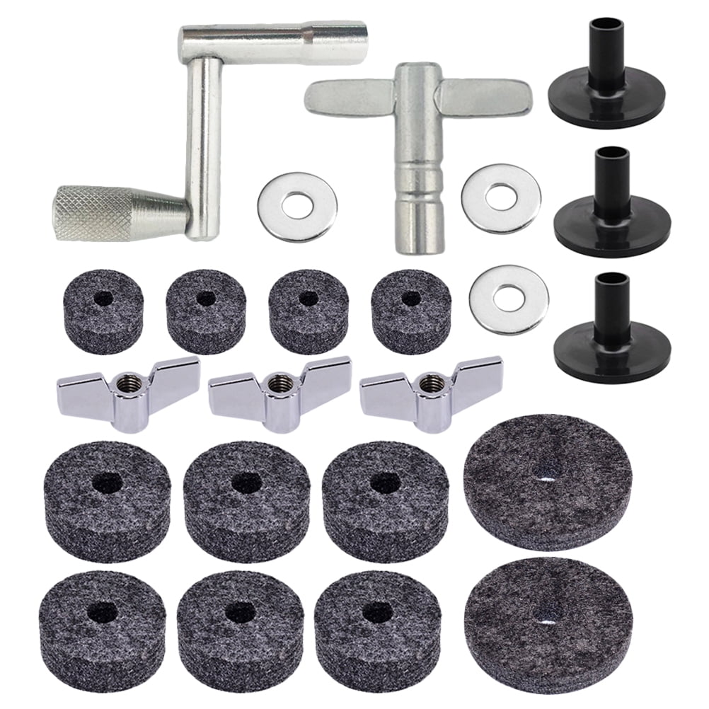 Worgeous Practical Grey Felt and Metal Cymbal Pads with Drum Key ...
