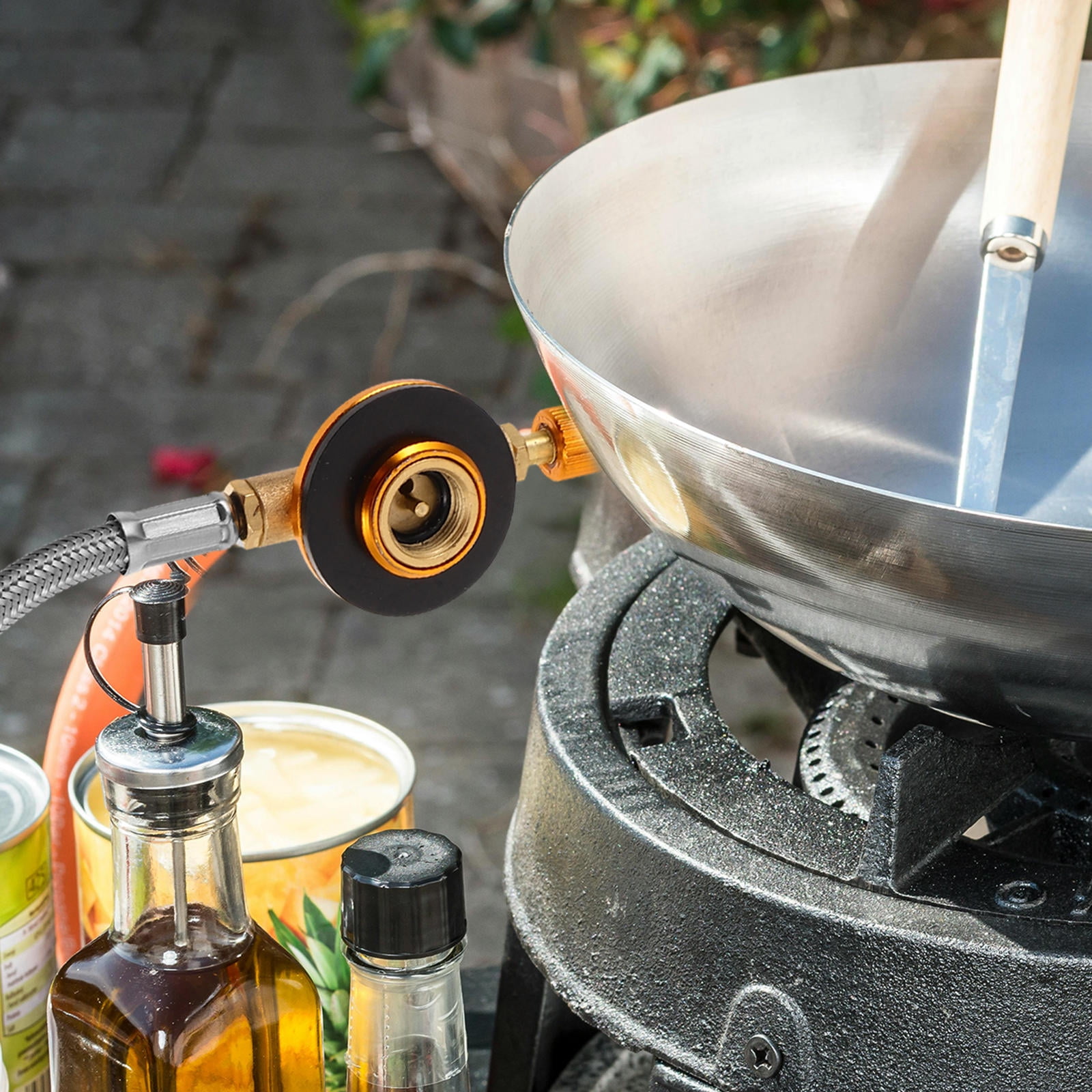 Worgeous Propane Hose Adapter for Outdoor Gas Stove 35cm Long Extension Hose Quick Connect for ...