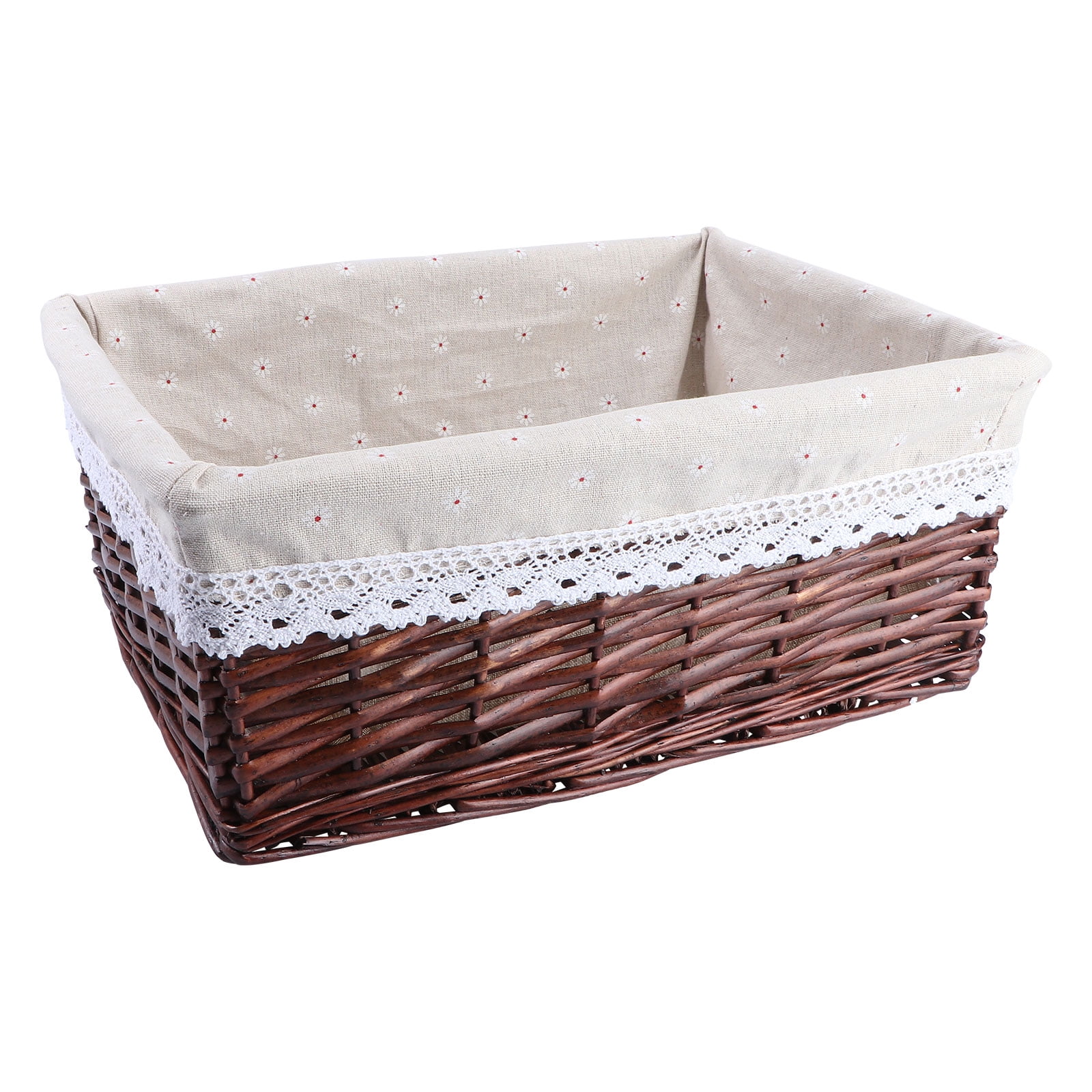 Worgeous Rattan Storage Basket Wicker Hamper with Lid Rustic Decor ...