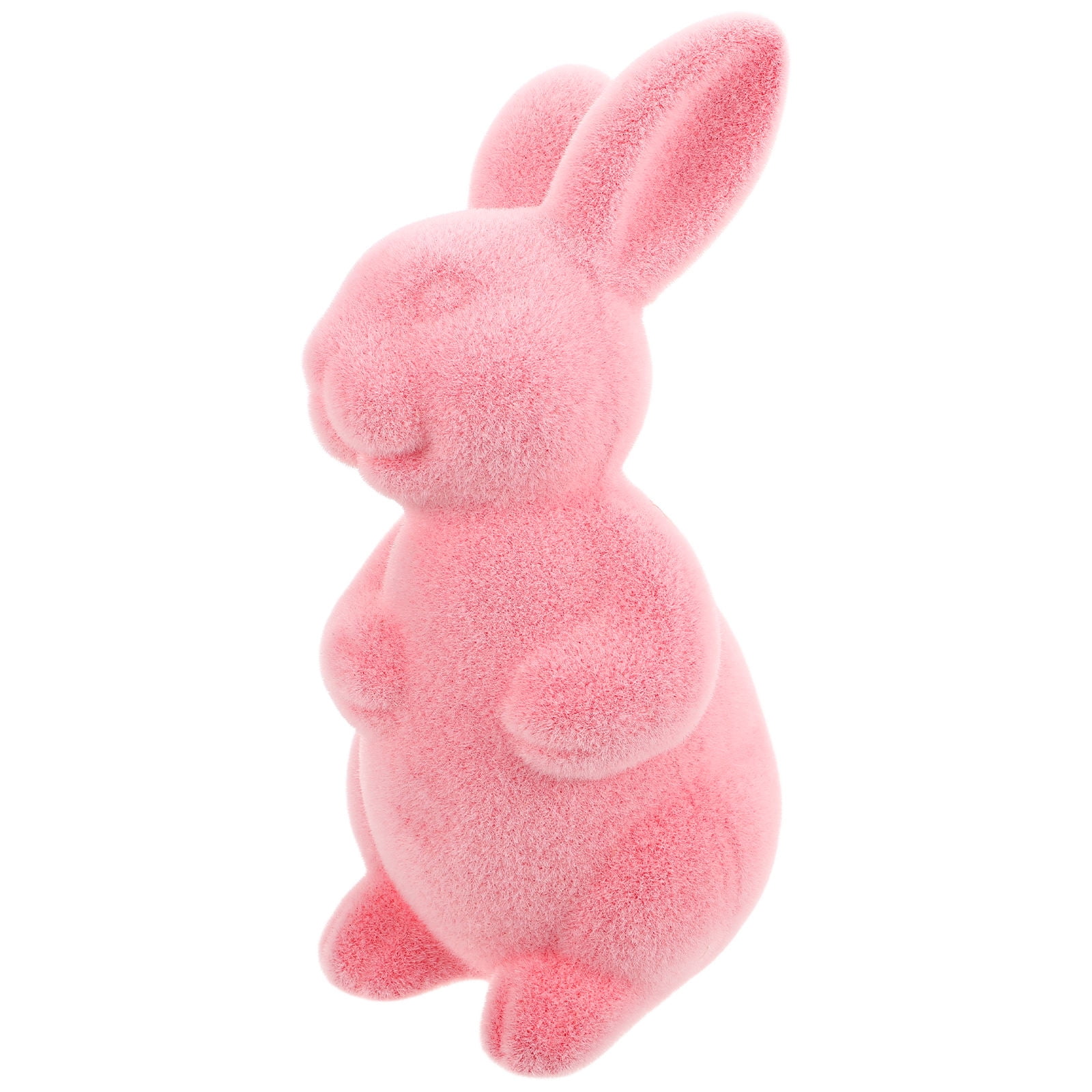 Worgeous Realistic Pink Flocked Bunny Figure Garden Statues Rabbit ...