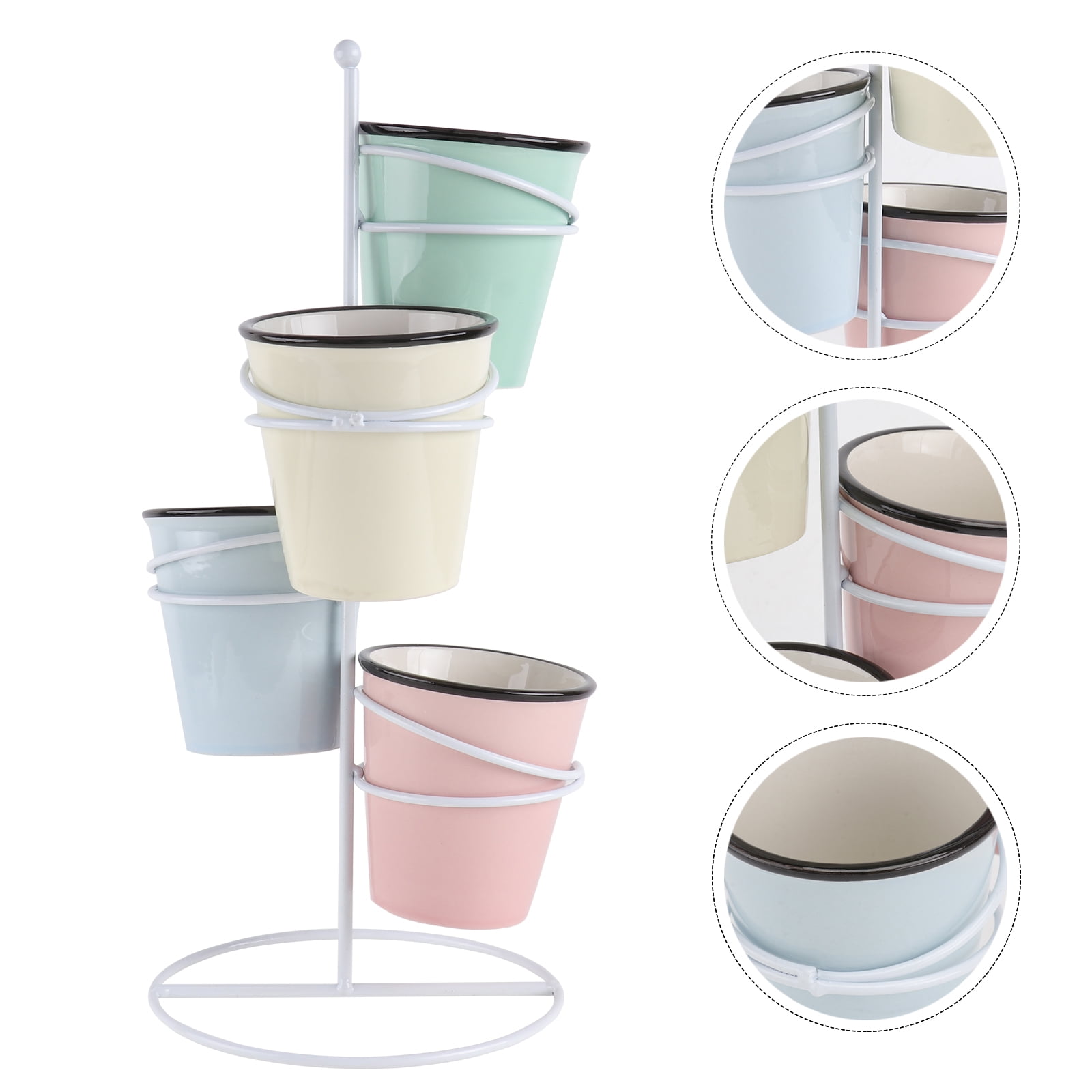 Worgeous Retro Iron Flower Pot Rack for Home with Multi Storage Spaces ...