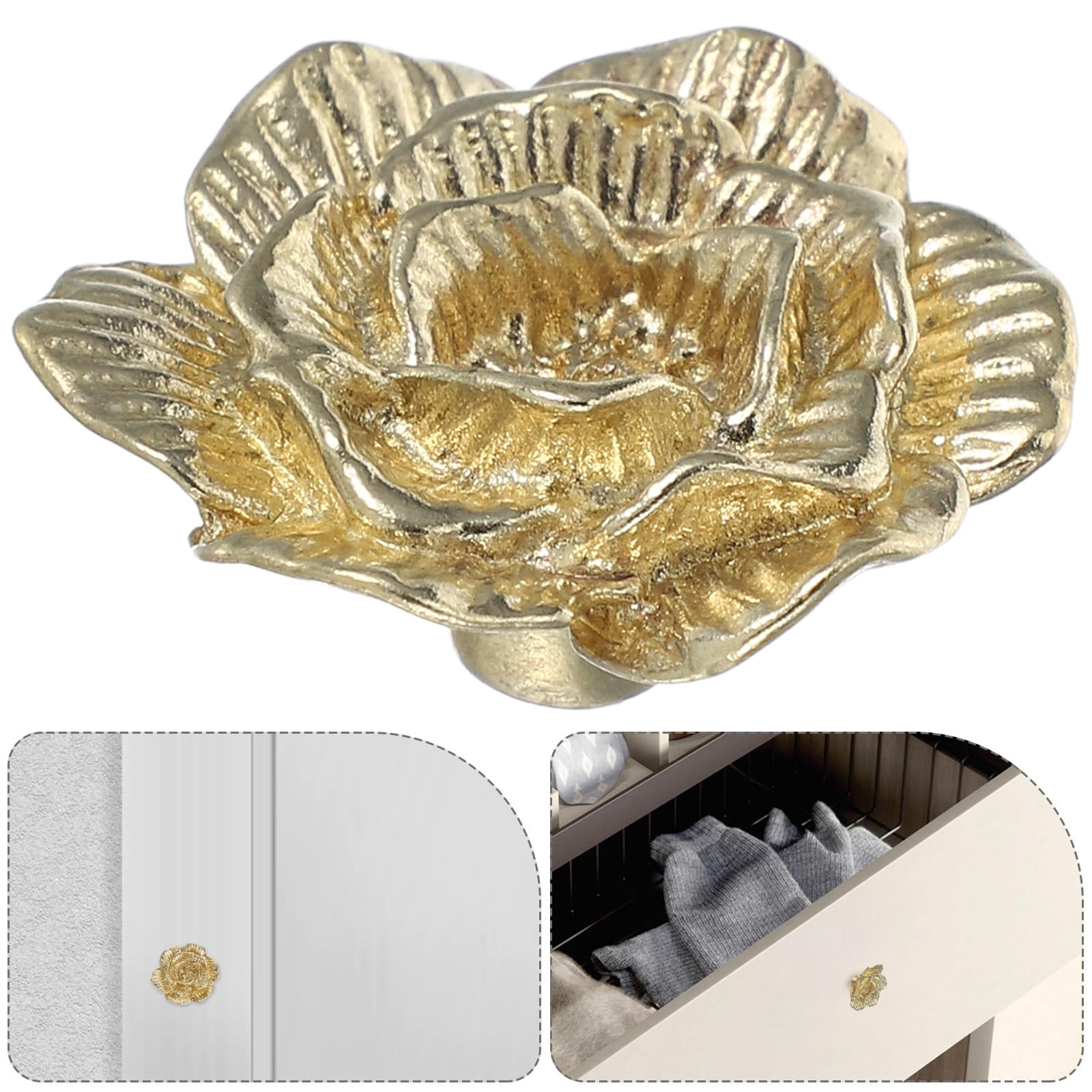 Worgeous Rose Flower Brass Cabinet Knob Vintage Chinese Style Drawer ...