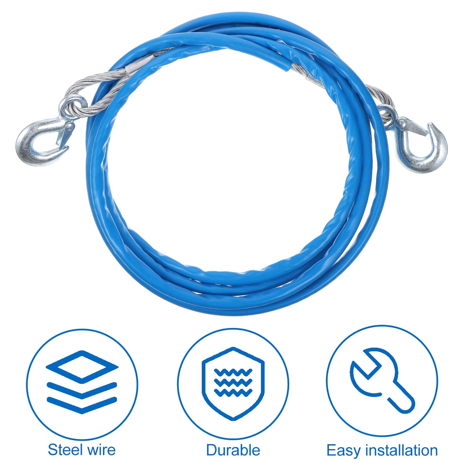 Worgeous 牵引绳钢索拖车 Safety Steel Tow Wire Winch Cable Hooks Coiled Rope ...