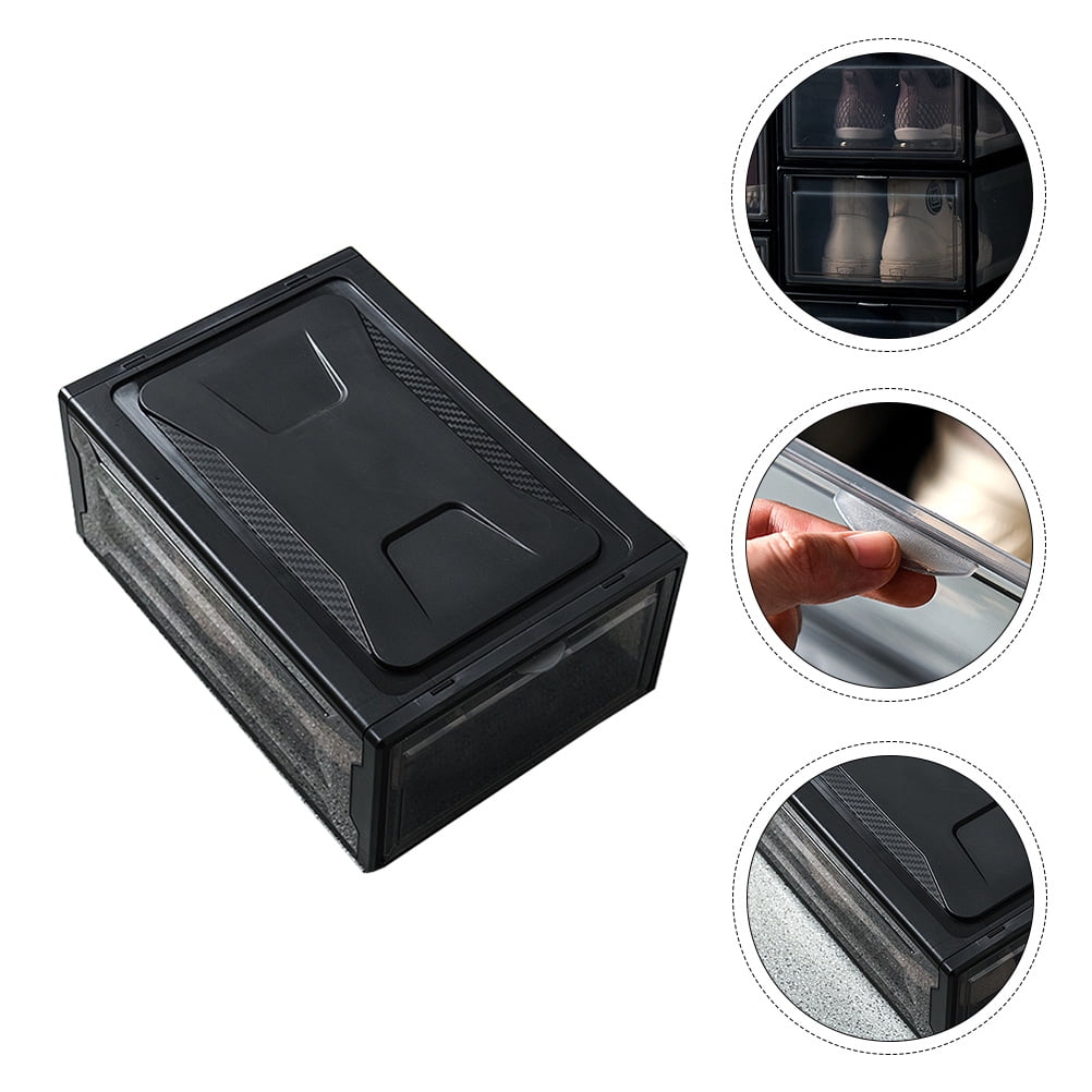 Worgeous Shoe Box Shoes Storage Boxes Organizer for Closet Case Black ...