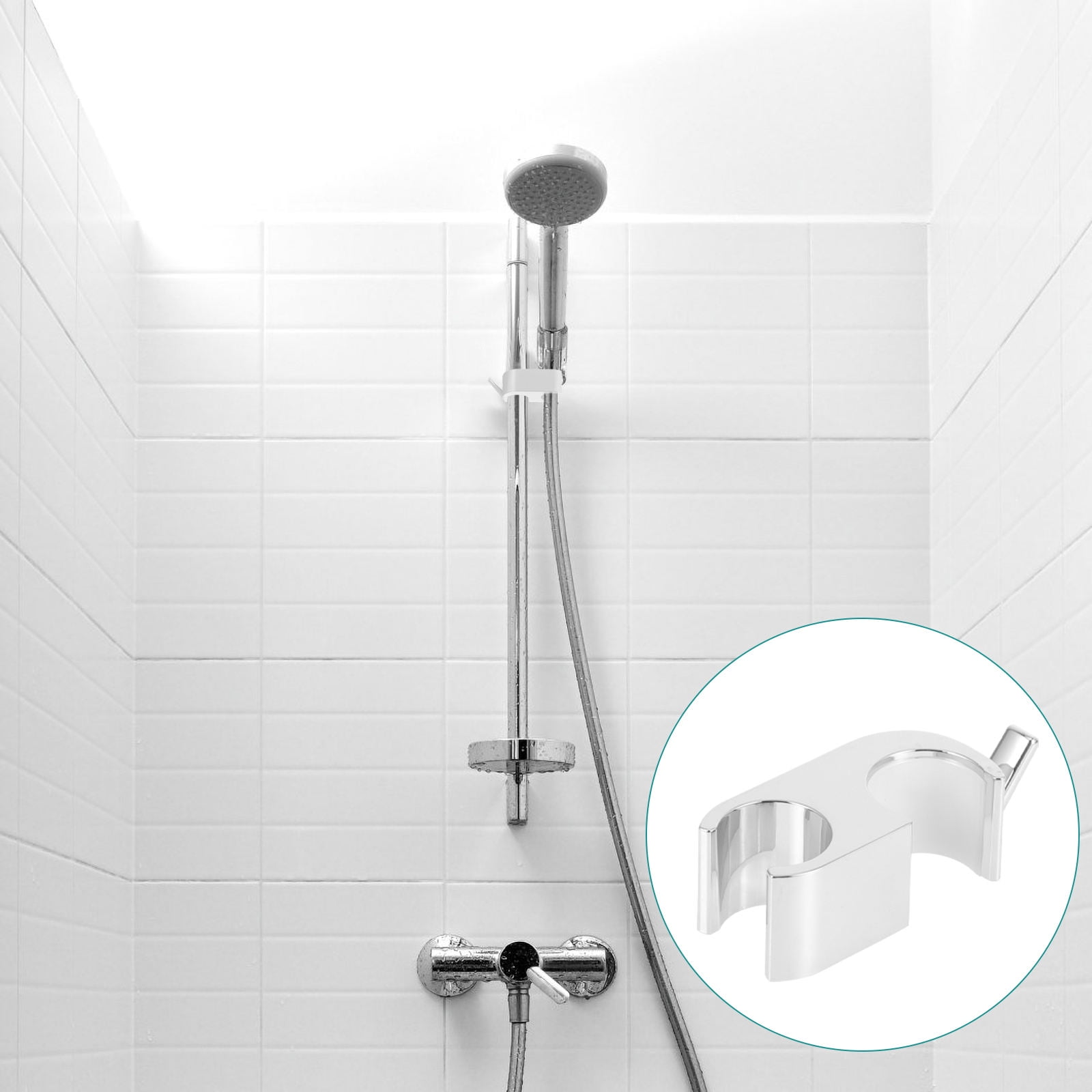 Worgeous Shower Slide Bar Clamp for Bathroom Use Made of ABS Silver ...