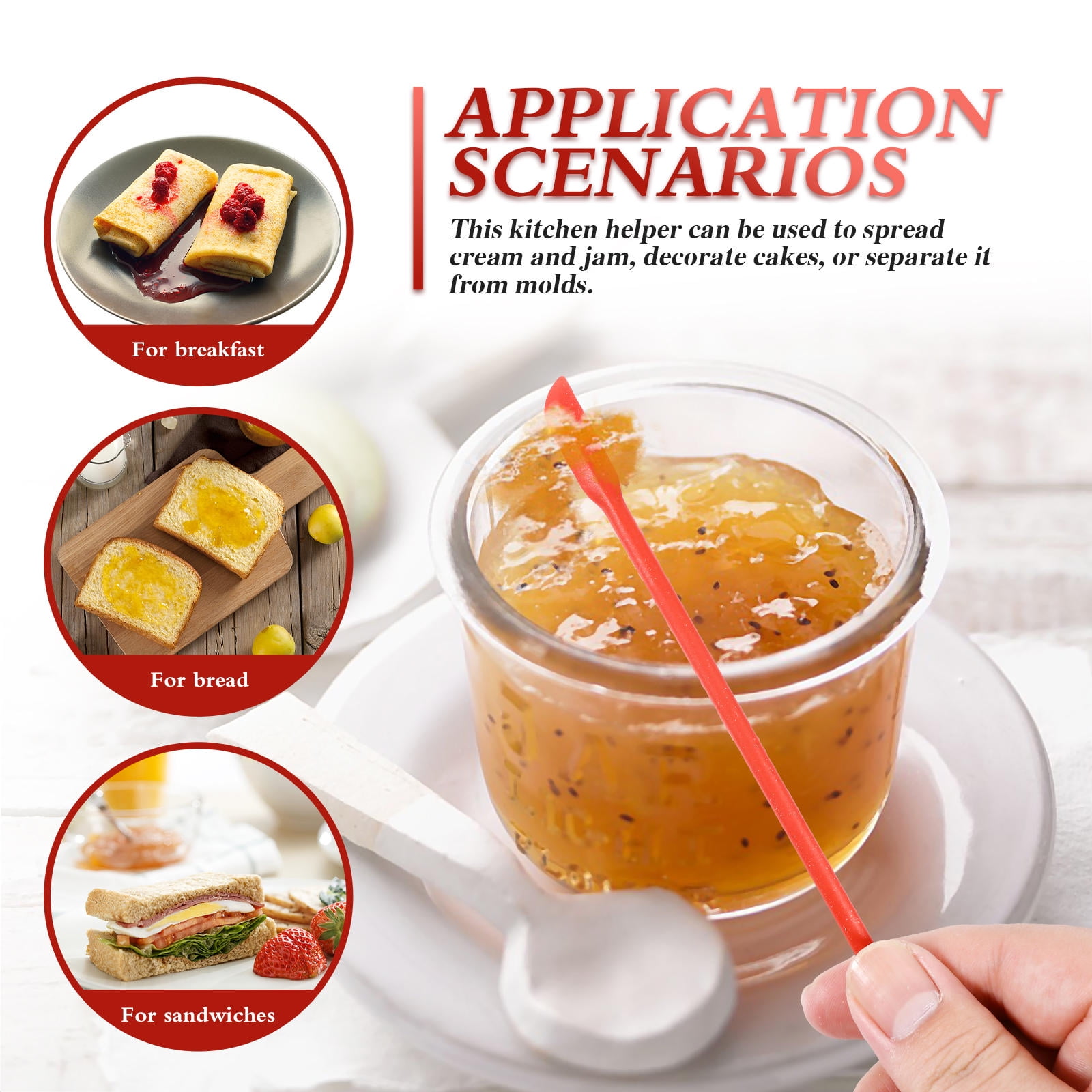 Worgeous Silicone Spatula Set of 4 Long Handle Scrapers for Home Use ...