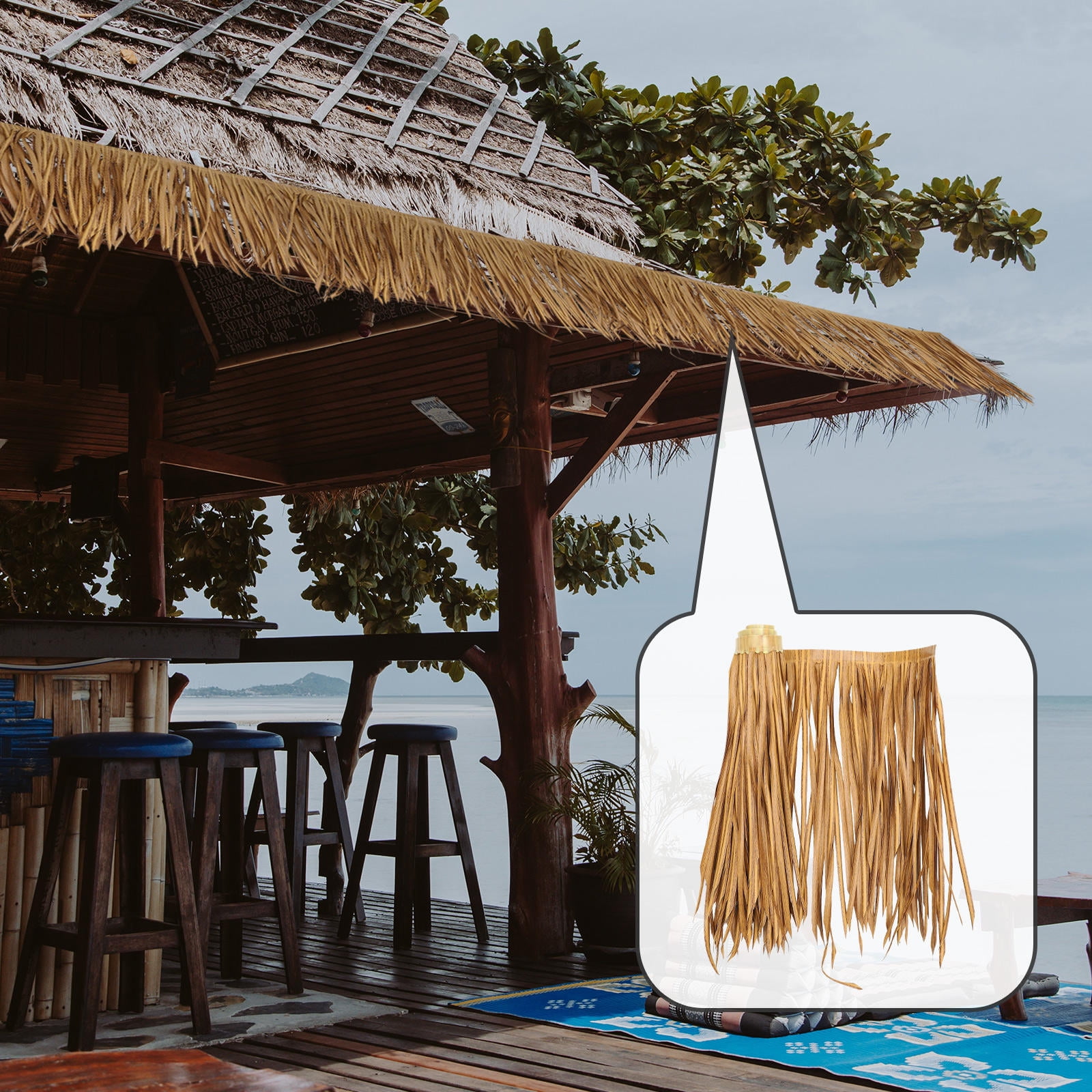 Worgeous Simulated Thatch Tile Synthetic Roof Raffia Grass Dark Grey ...