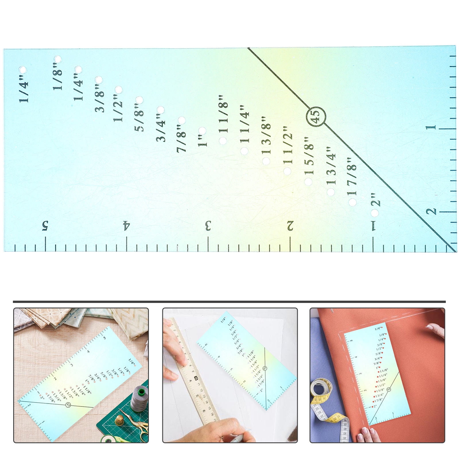 Worgeous Sky-blue Acrylic Seam Allowance Ruler for Measuring Use ...