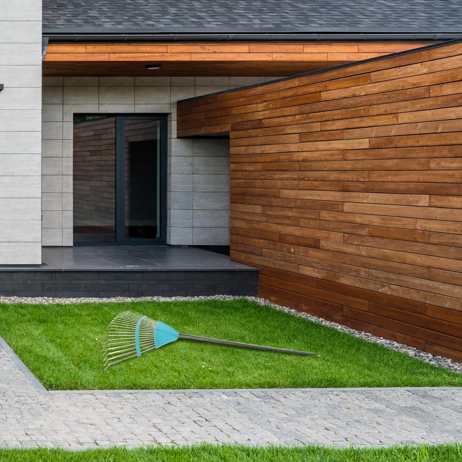 Worgeous SkyBlue Heavy Duty Metal Lawn Rake for Leaf Raking and Garden ...