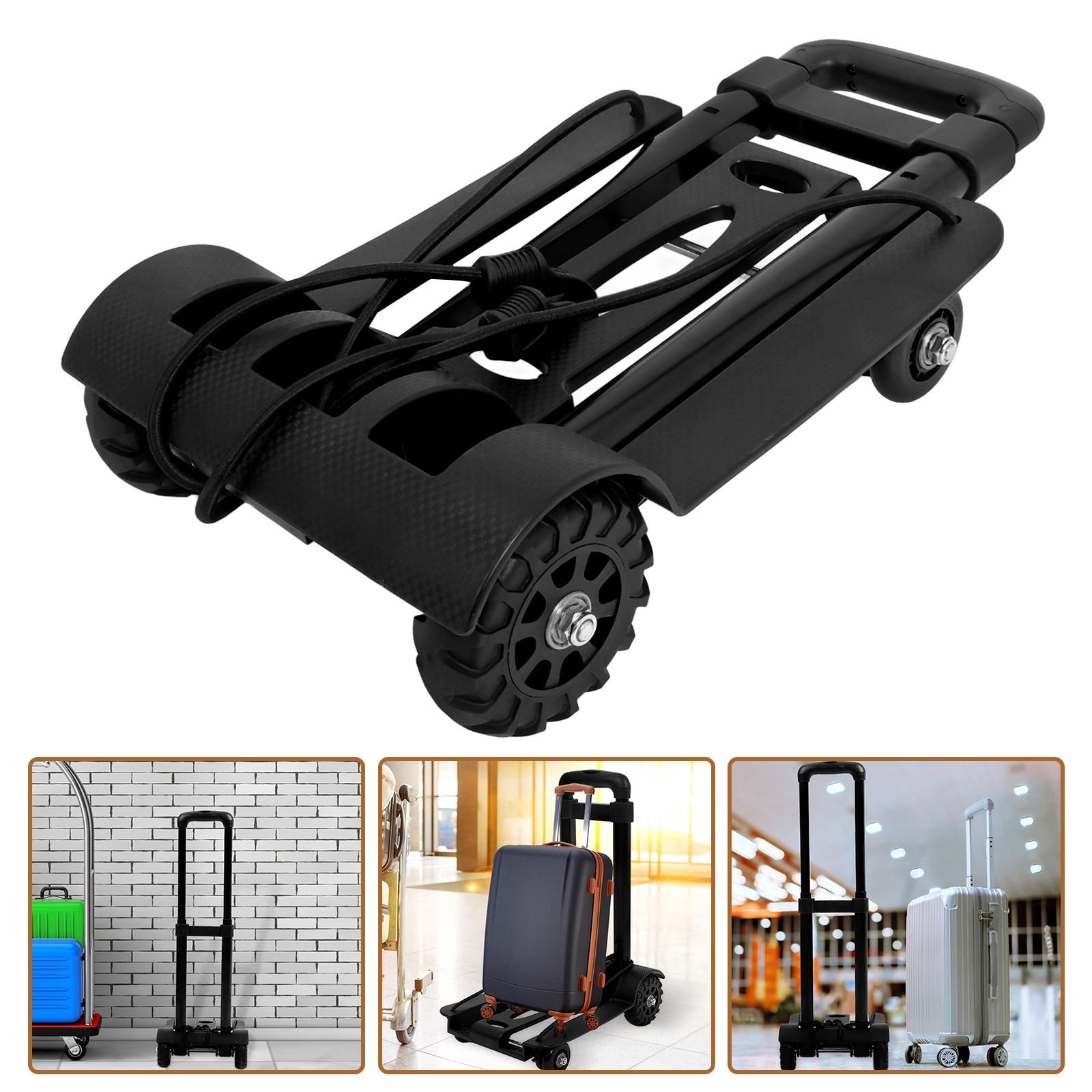 Worgeous Small Shopping Trolley Hand Cart Trolleys Foldable Wagon Black ...