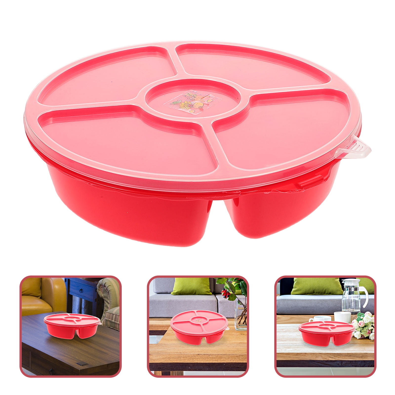 COSMOBETTY Divided Snackle Box With Lid Snack Serving Tray 2Pcs ...