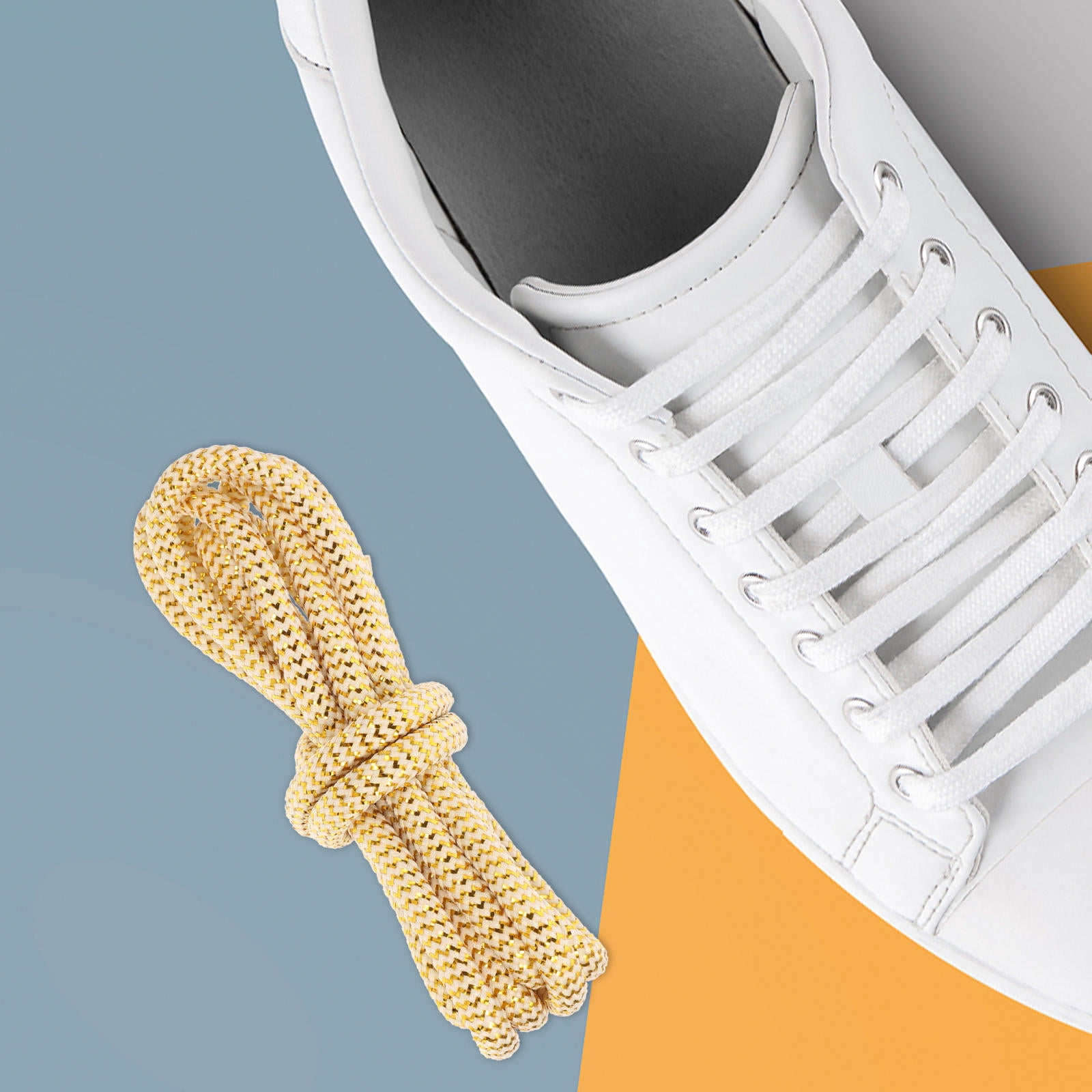 Worgeous 1 Pair Golden Round Polyester Shoe Laces Replacement for ...