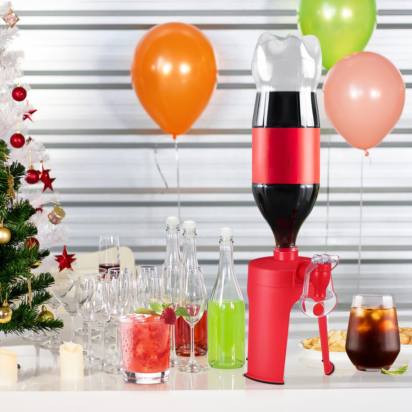 RENACLIPY Red Beverage Dispenser with Stand and Manual Faucet Pump for ...