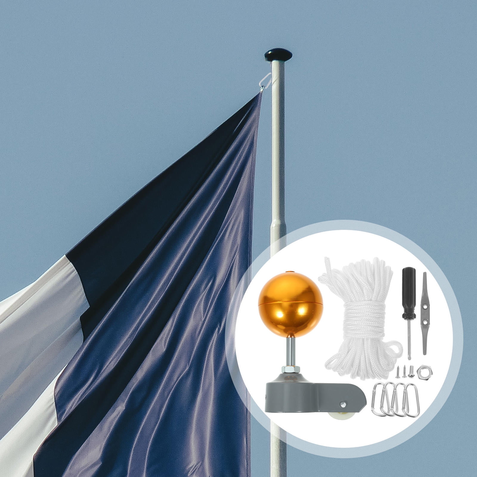 Worgeous Stainless Steel Flagpole Camping Rope for Poles Ball Topper ...