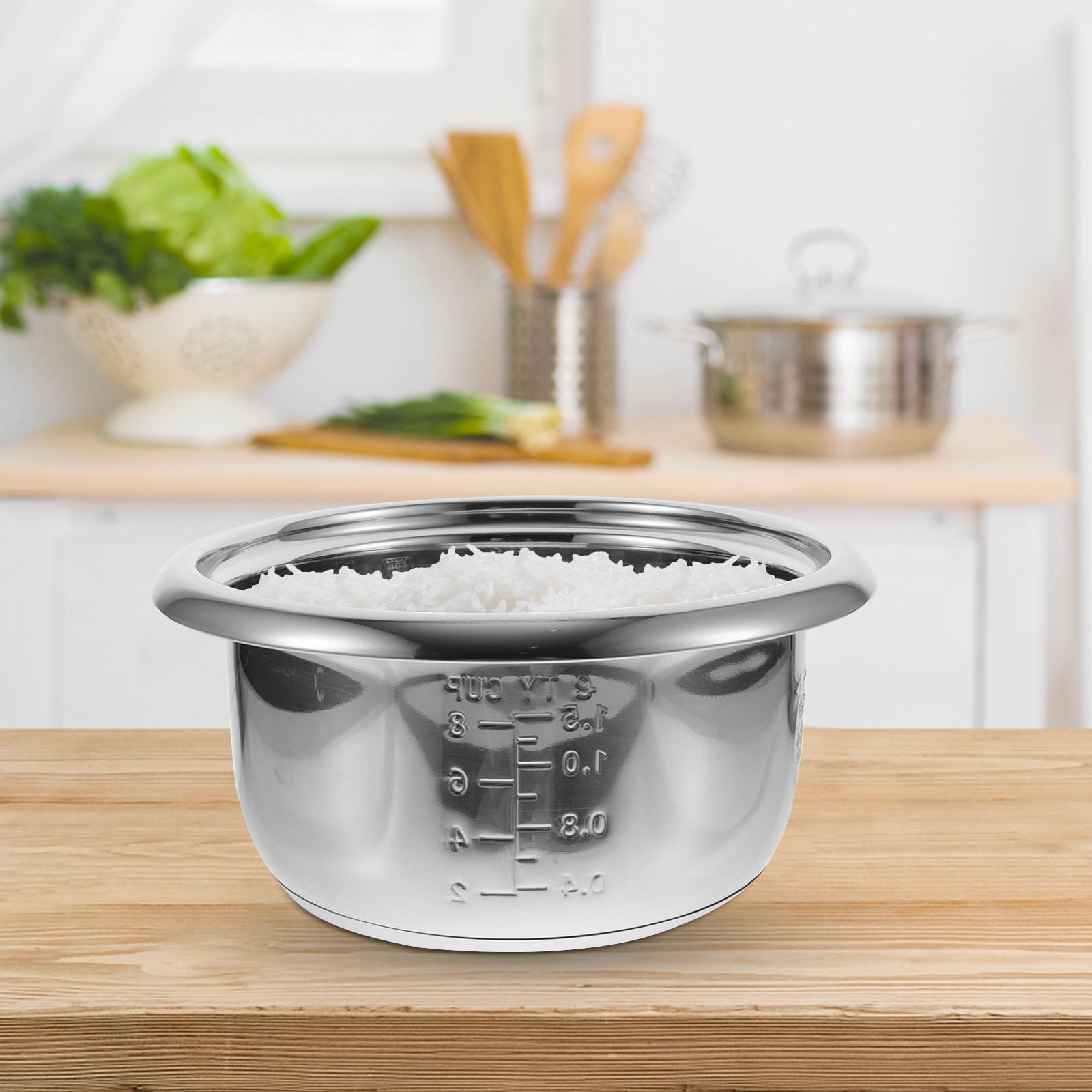 Worgeous Stainless Steel Rice Cooker Inner Pot with Scale for Kitchen ...