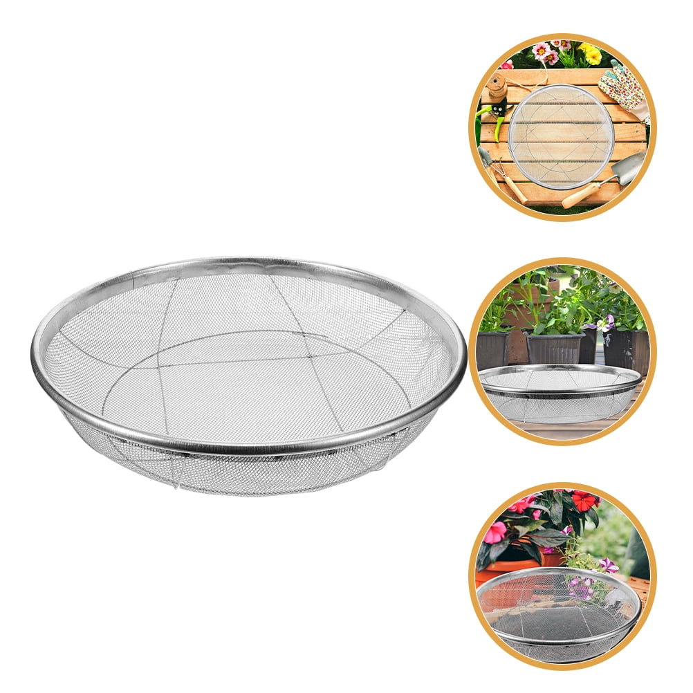 Worgeous Stainless Steel Sifting Pan Soil Mesh Sieve Rocks Sifting Tool ...