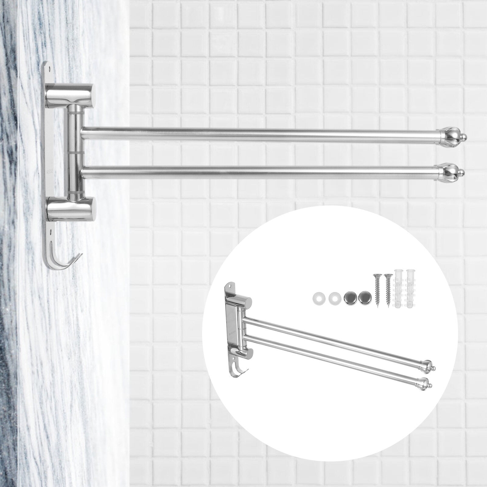 Worgeous Stainless Steel Towel Rack Hotel over Door Rail Racks Silver ...