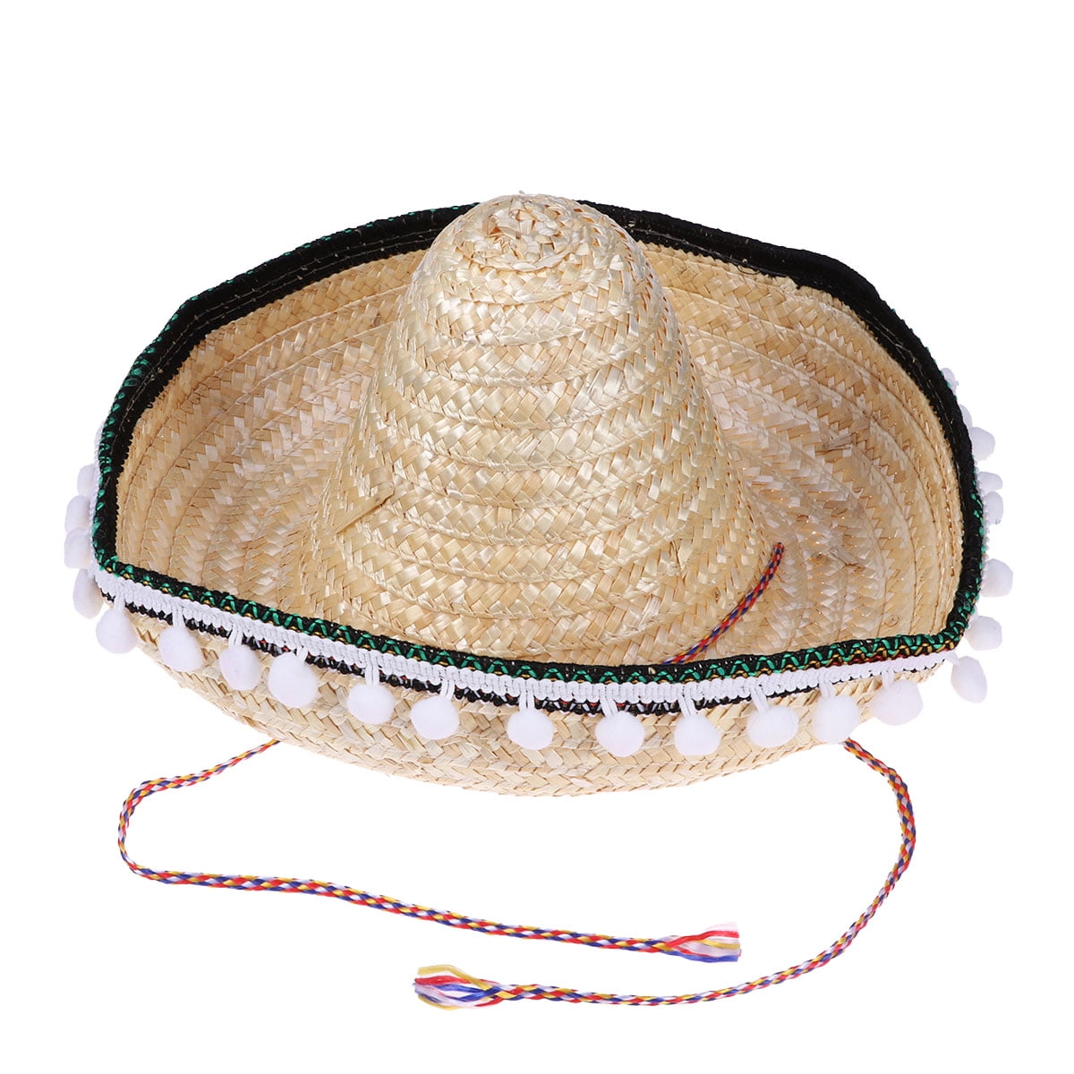 Worgeous Straw Hat Mexican Hat Hawaii Straw Hat Small Plush Balls Woven ...