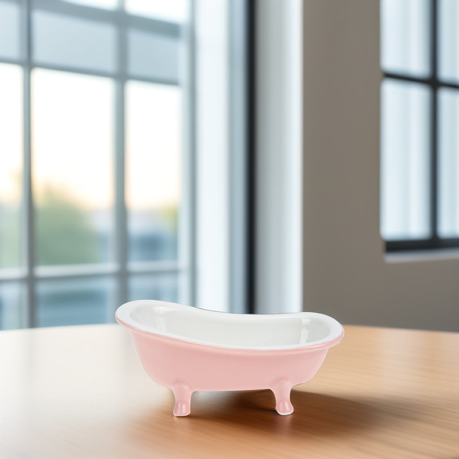 SWETRACE Bathtub Shaped Flower Pot Pink Ceramic 1Set 6.3x3.5x2.8in ...