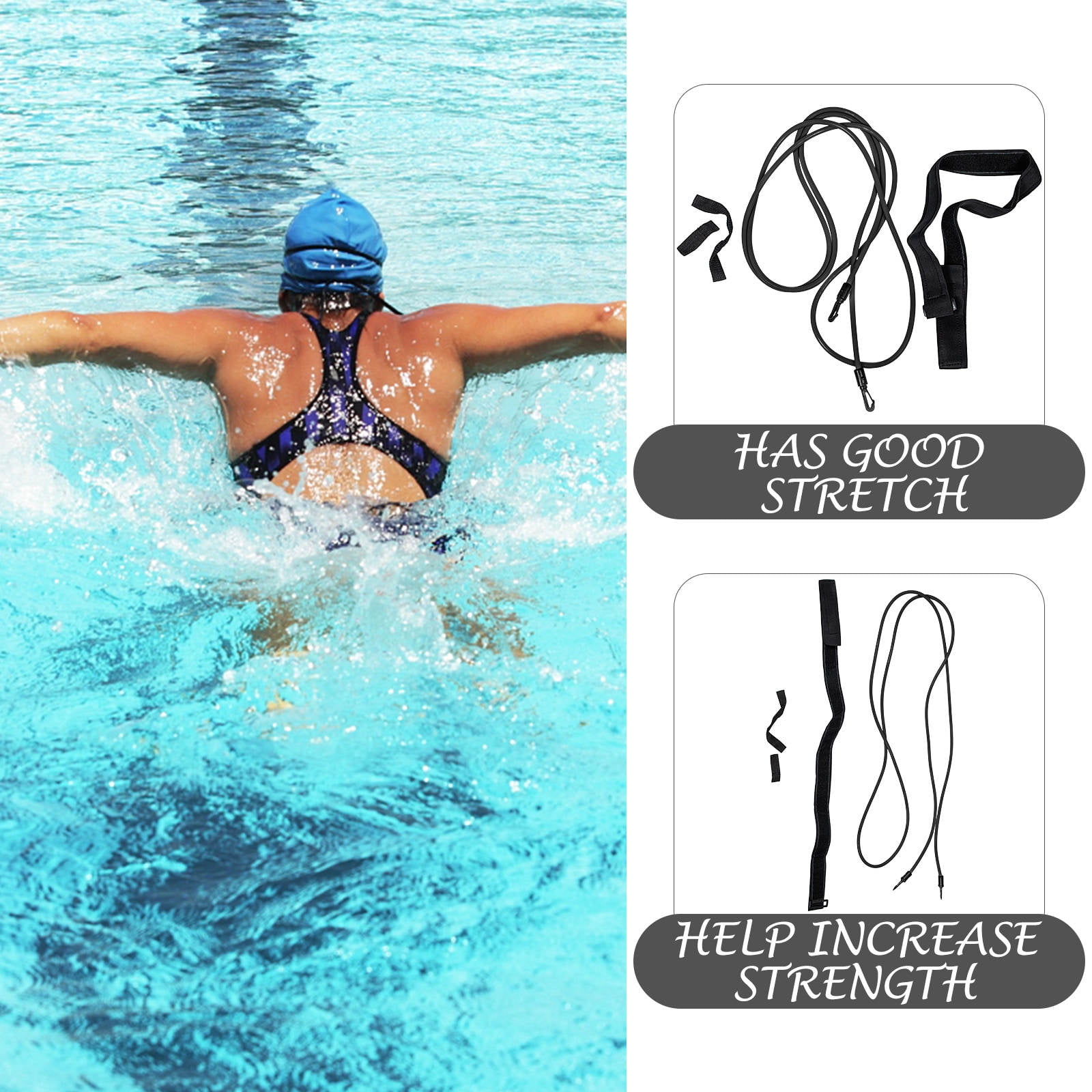 Worgeous Swimming Resistance Band Bungee Aquatic Adult Waist Belt Train ...