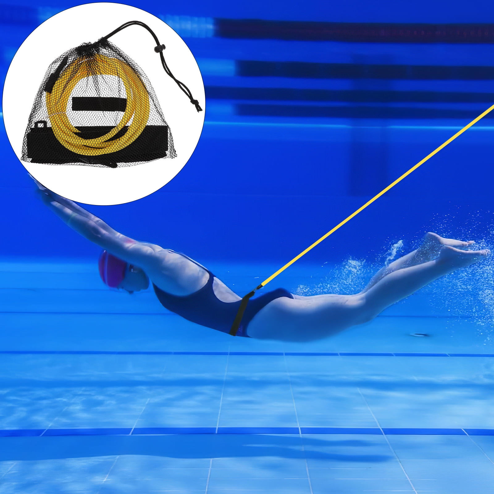 SWETRACE Swimming Training Aid Swim Training Tether Yellow TPE 1 Set ...
