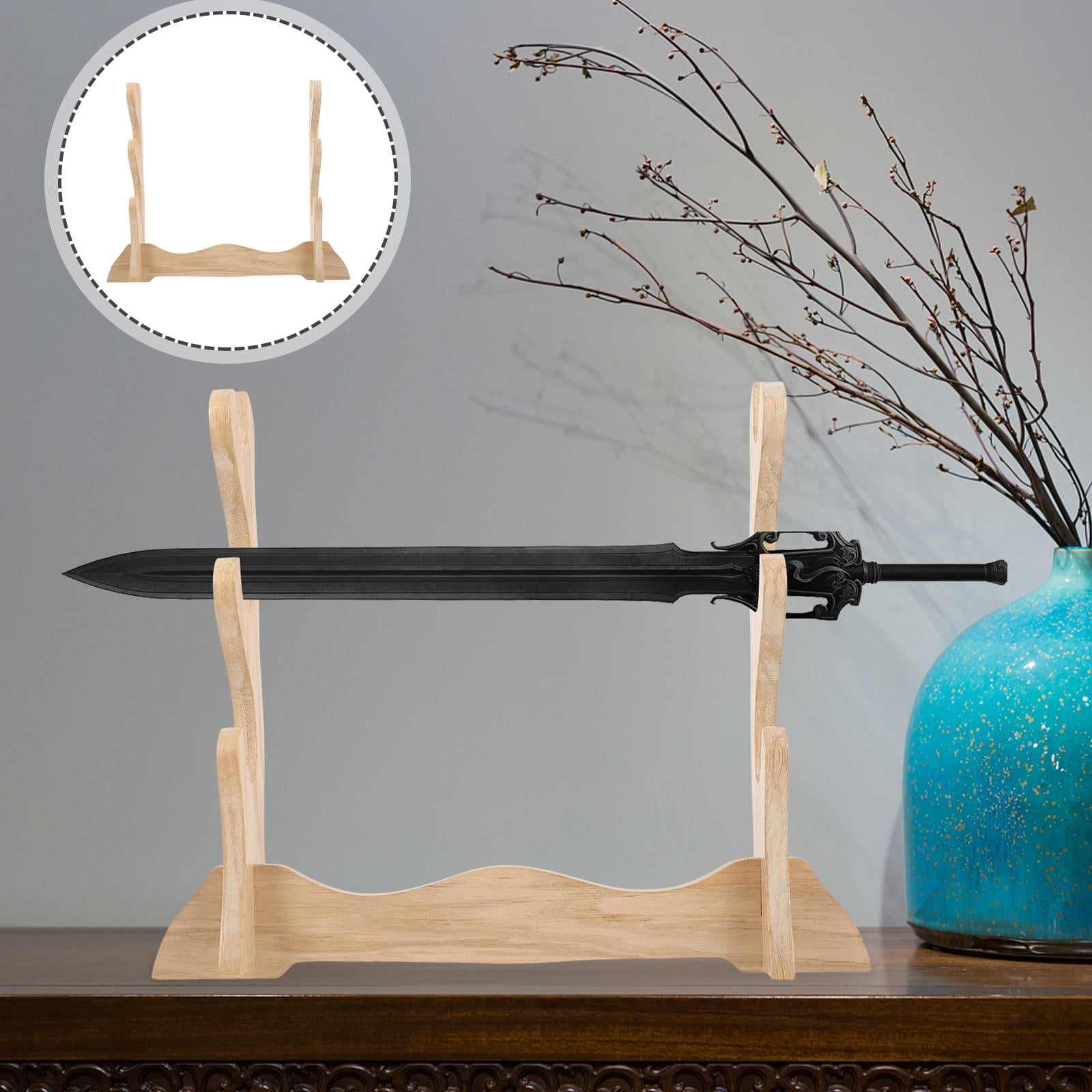 Worgeous Swords Rack 3layer Wooden Swords Stand Swords Display Stand ...