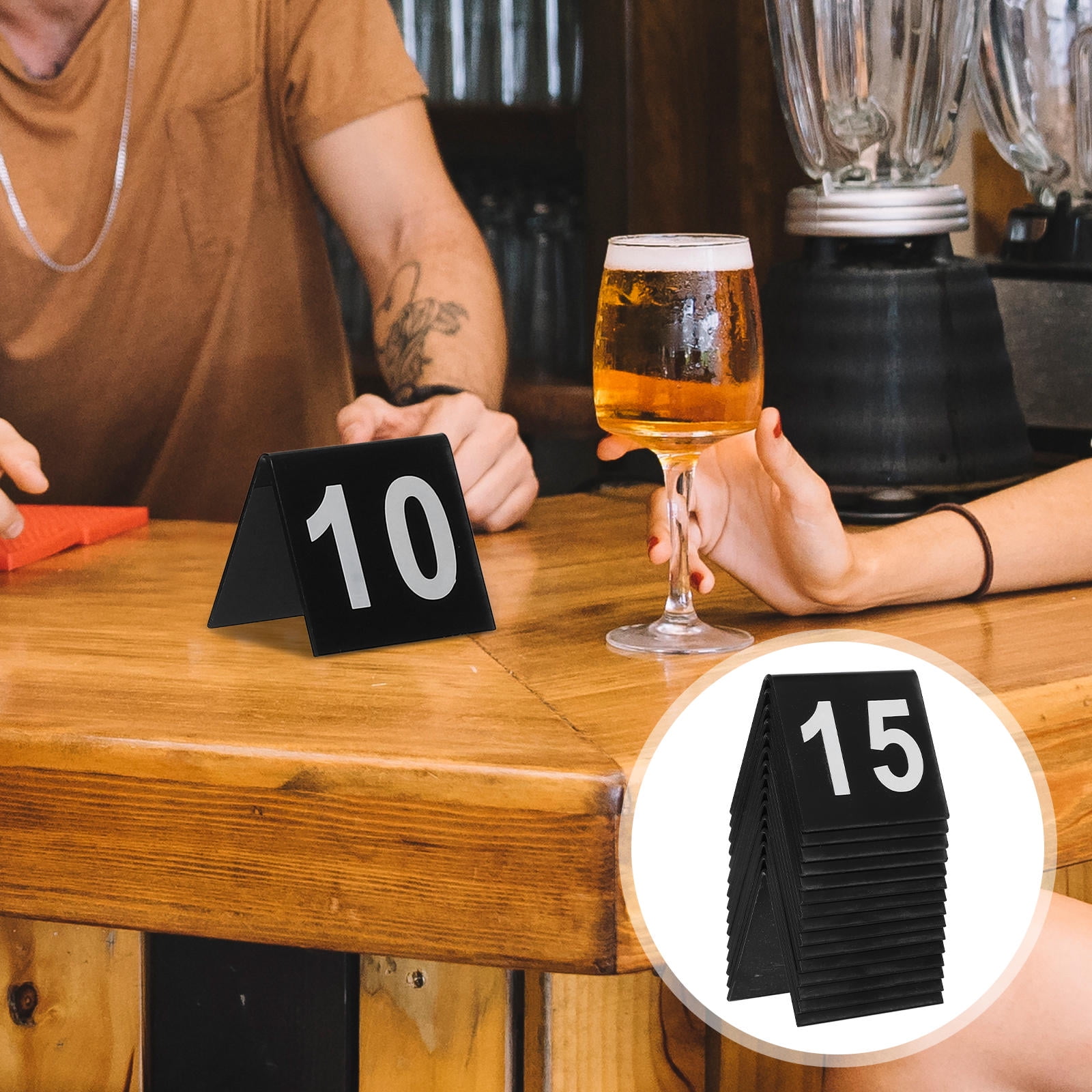 Worgeous Table Number Sign 15Pcs V-Shaped Acrylic for Restaurant Use ...