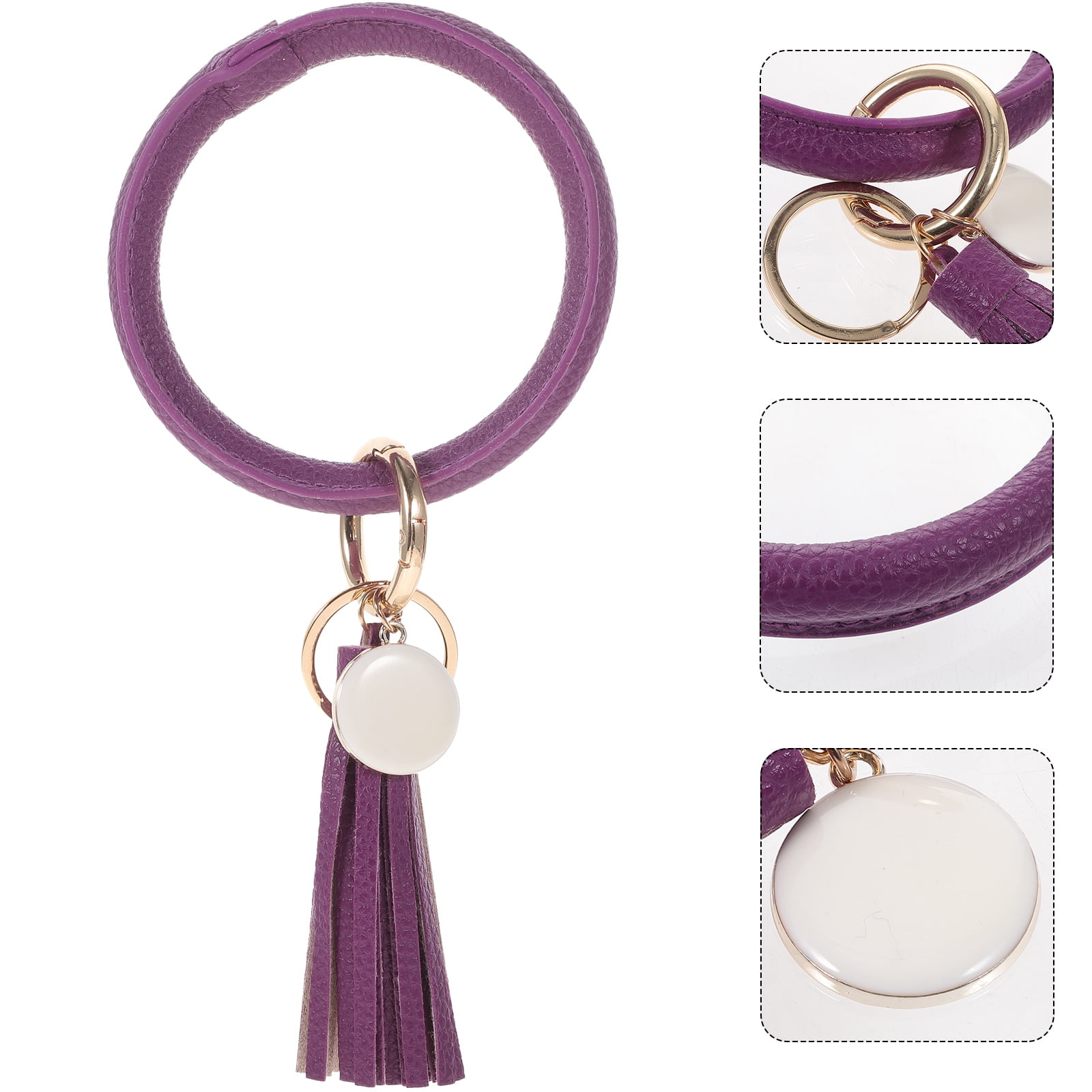 Worgeous Tassel Wristlet Keychain Round Circle Wrist Bracelet Keyring ...