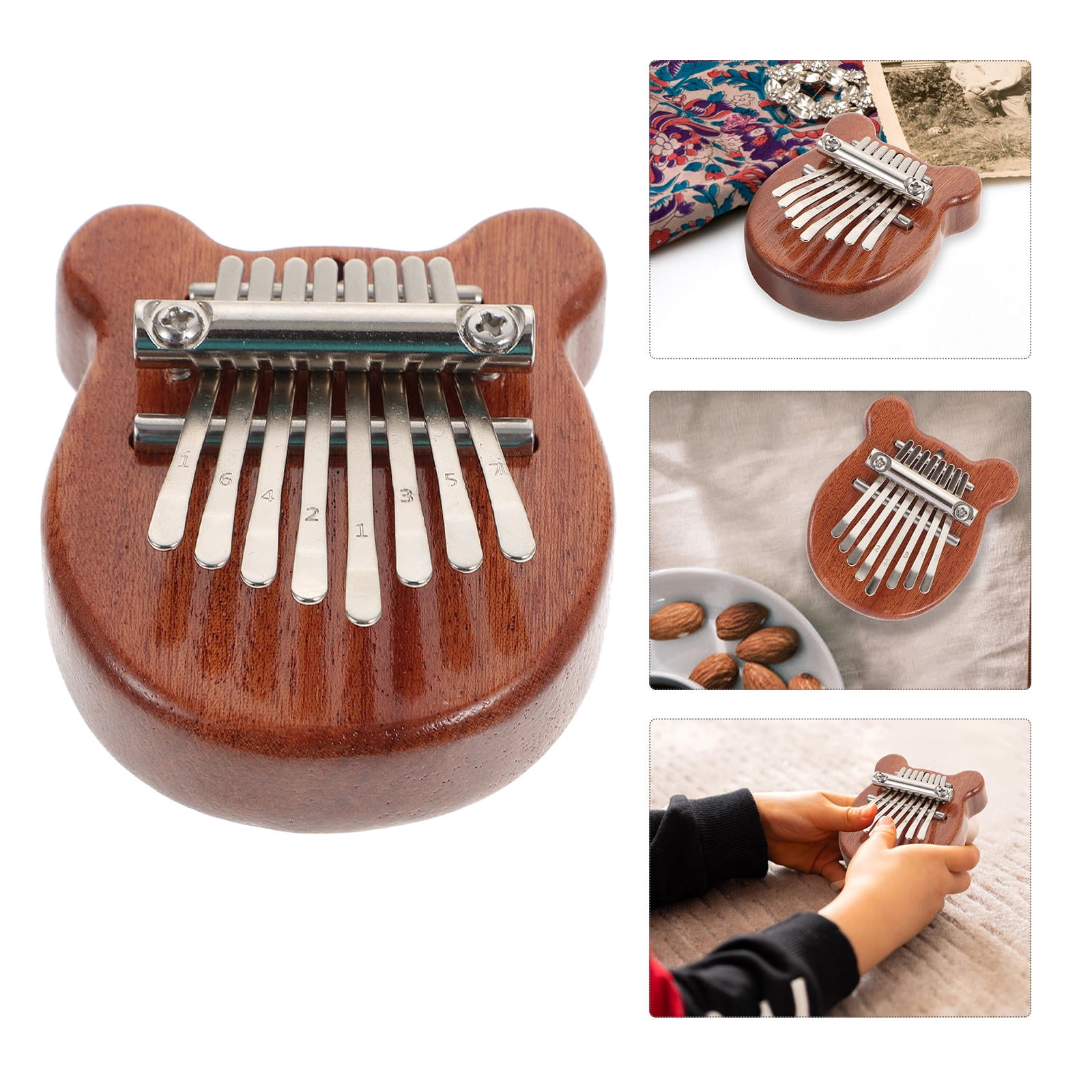 Worgeous 𝑲𝒂𝒍𝒊𝒎𝒃𝒂 Thumb Piano Kalimba Music Instrument 7X6X2.5CM Brown ...