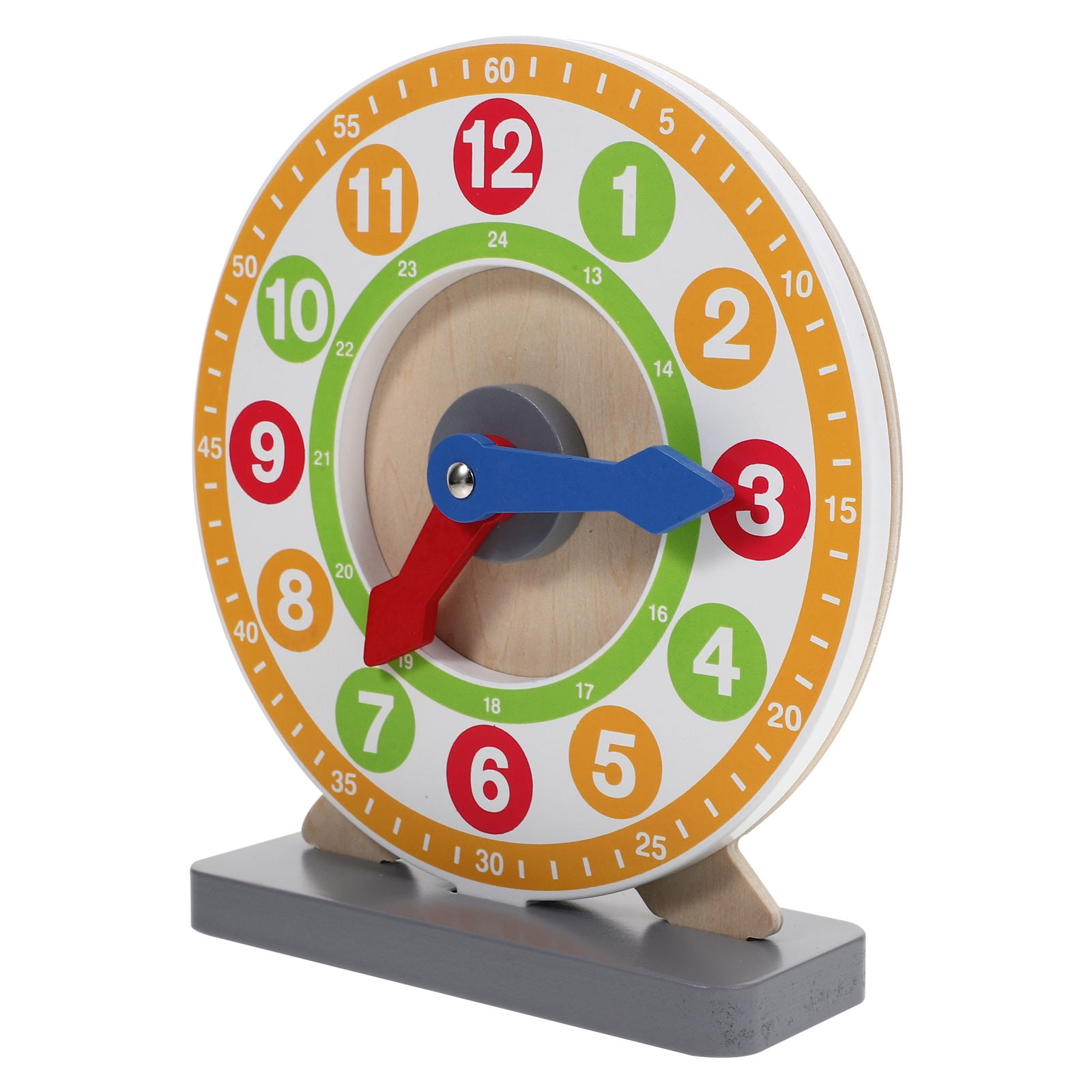 Worgeous Time Learning Wooden Clock Math Teaching Clock Prop Wooden Teaching Clock - Walmart.com