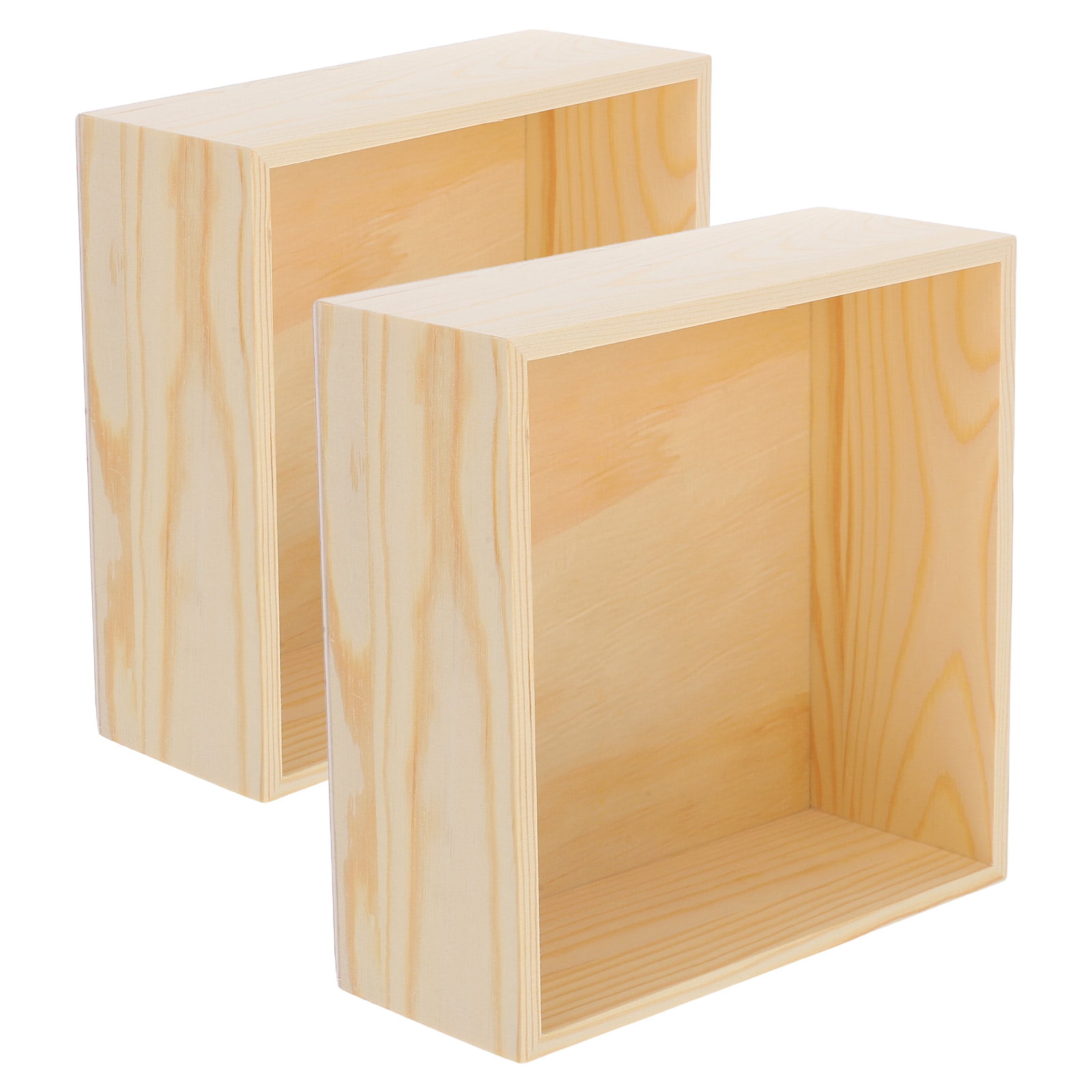 Worgeous Unfinished Wooden Box Rustic Small Square Wood Storage ...