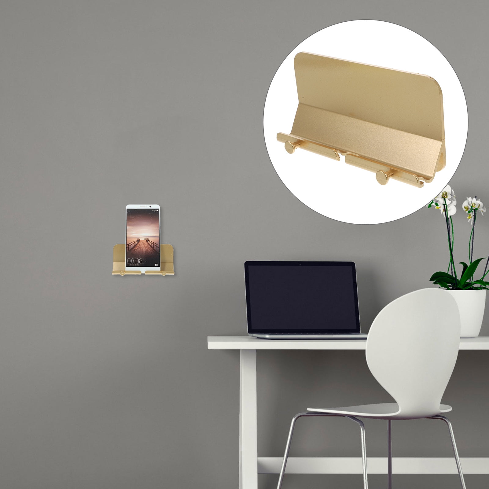Raindrops Golden Hanging Phone Holder with Self-Adhesive for Kitchen ...