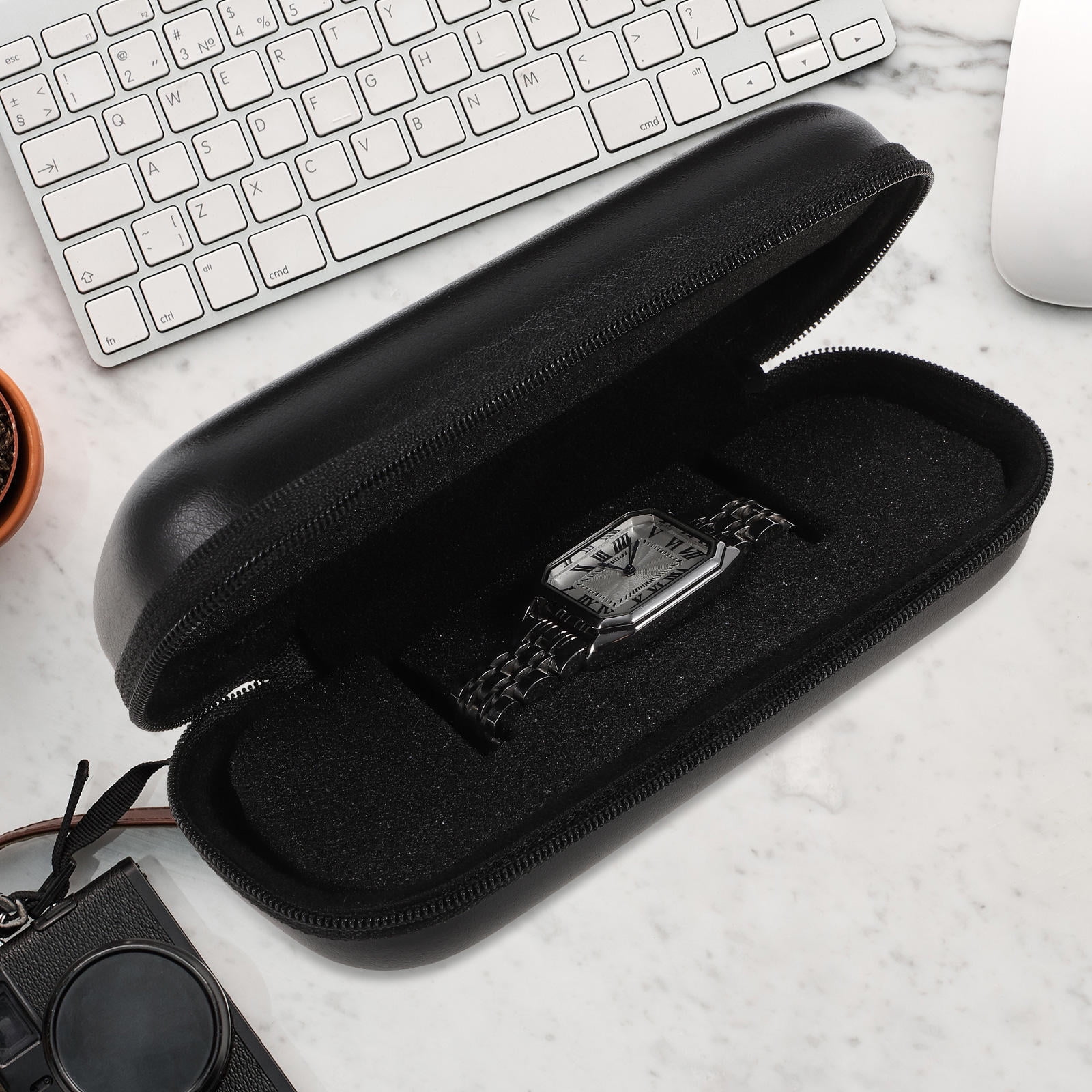 Raindrops Waterproof Watch Carry Case Travel Black 1Set 6.5X2.4X1.8In ...