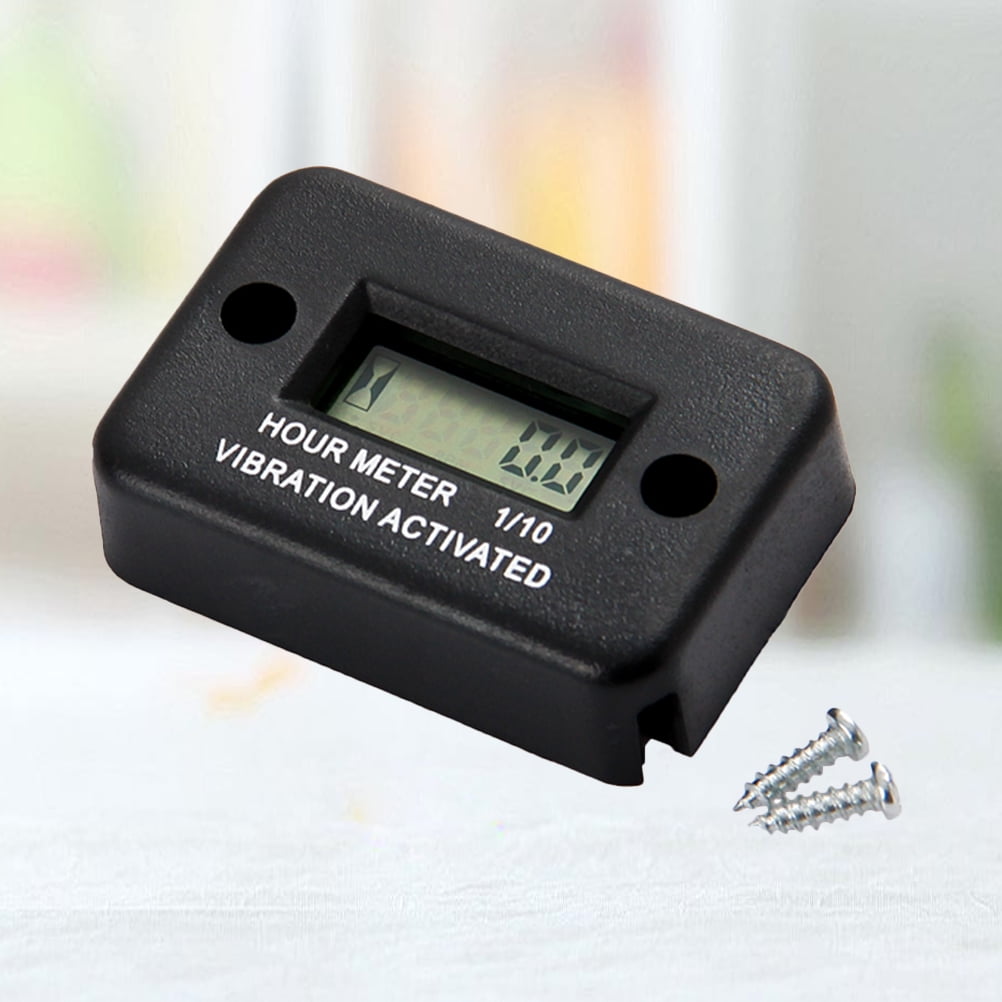 Worgeous Waterproof Vibration Timer LCD Display Tach Hour Meter for Gasoline Engine Lawn Mower ...
